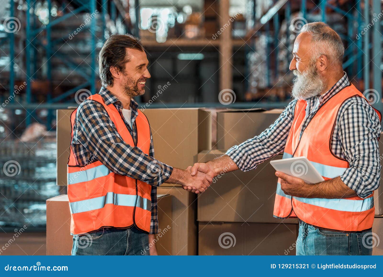 Warehouse Workers with Digital Tablet Stock Image - Image of device ...