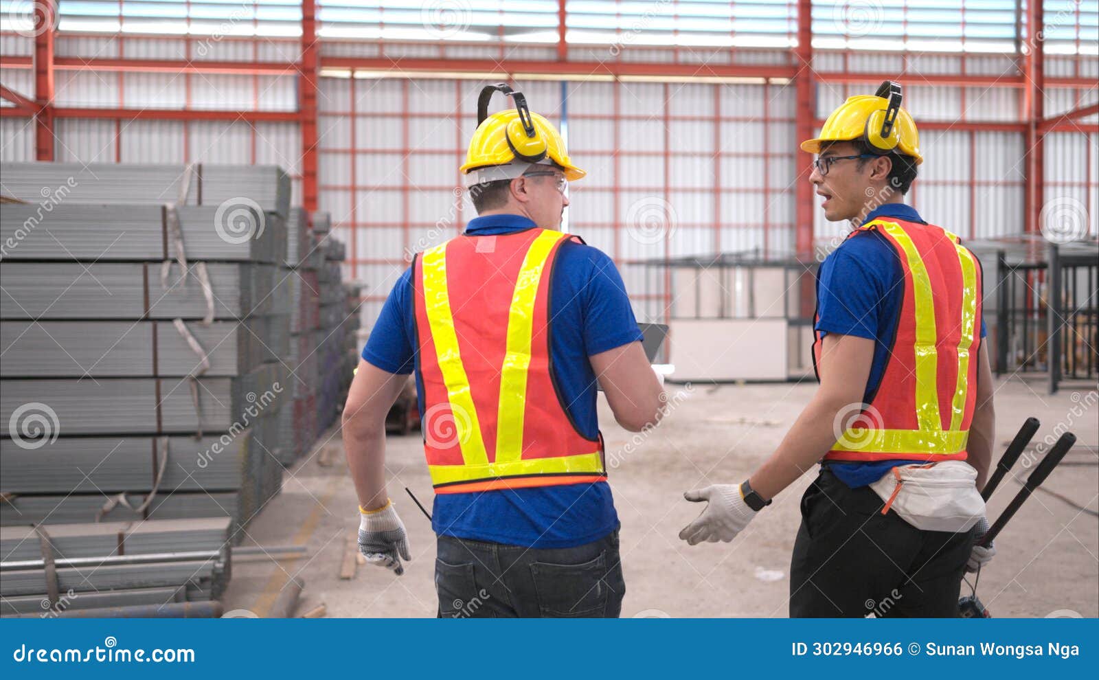 Warehouse Workers in Hard Hats and Helmets, Stock Photo - Image of ...