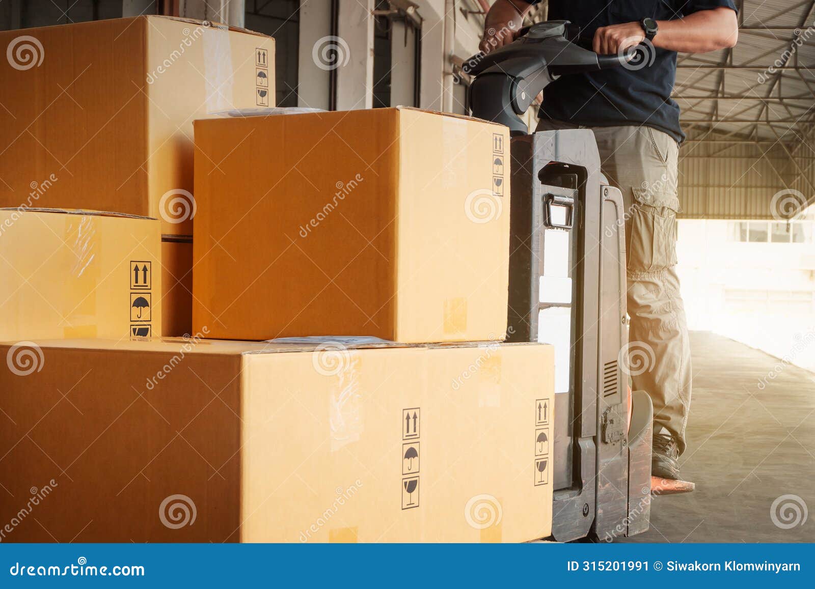 Warehouse Workers Loading a Package Boxes at Warehouse. Shipment ...
