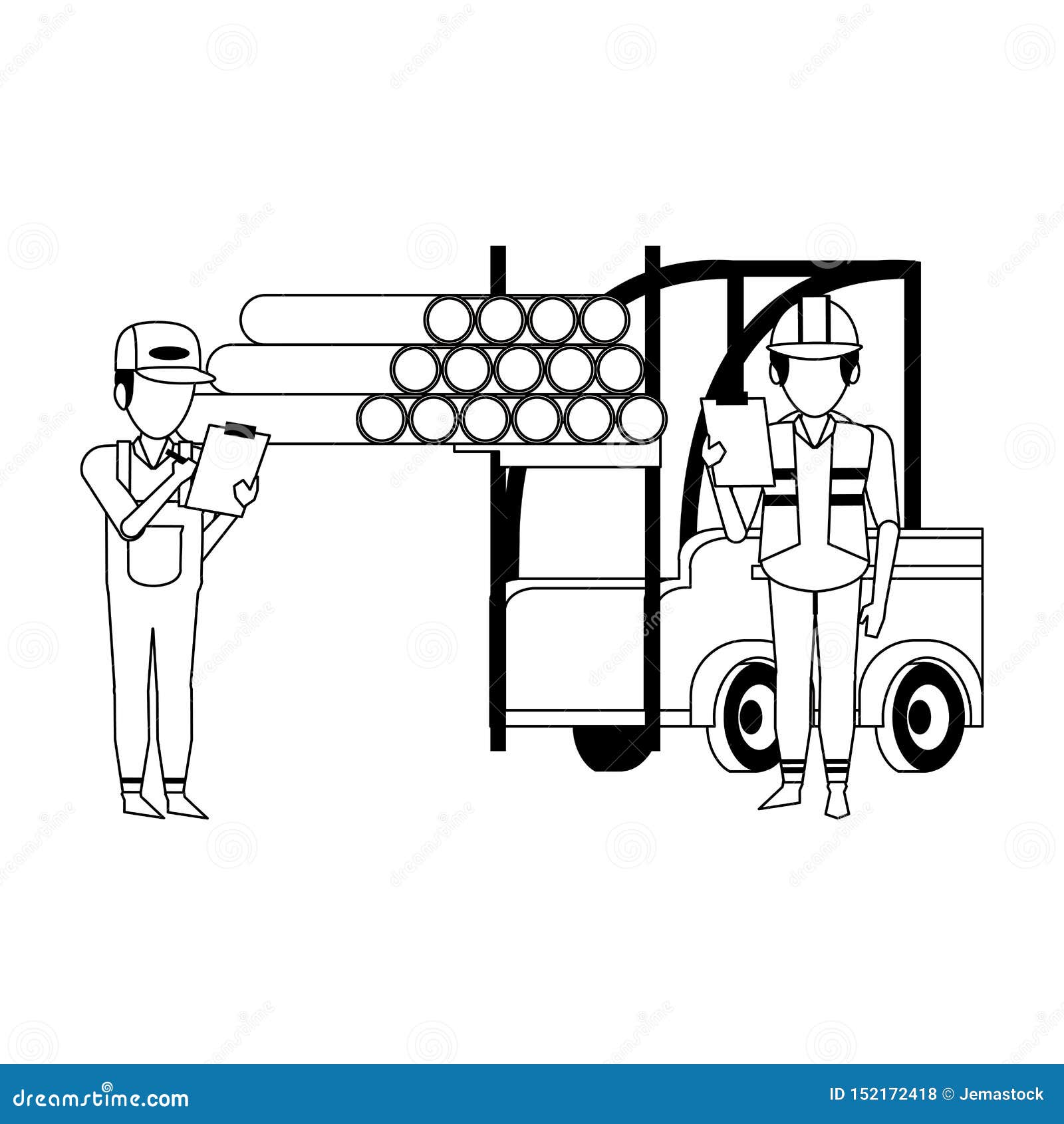 Warehouse Workers Scanning QR Code On Cardboard Box. Stockroom ...