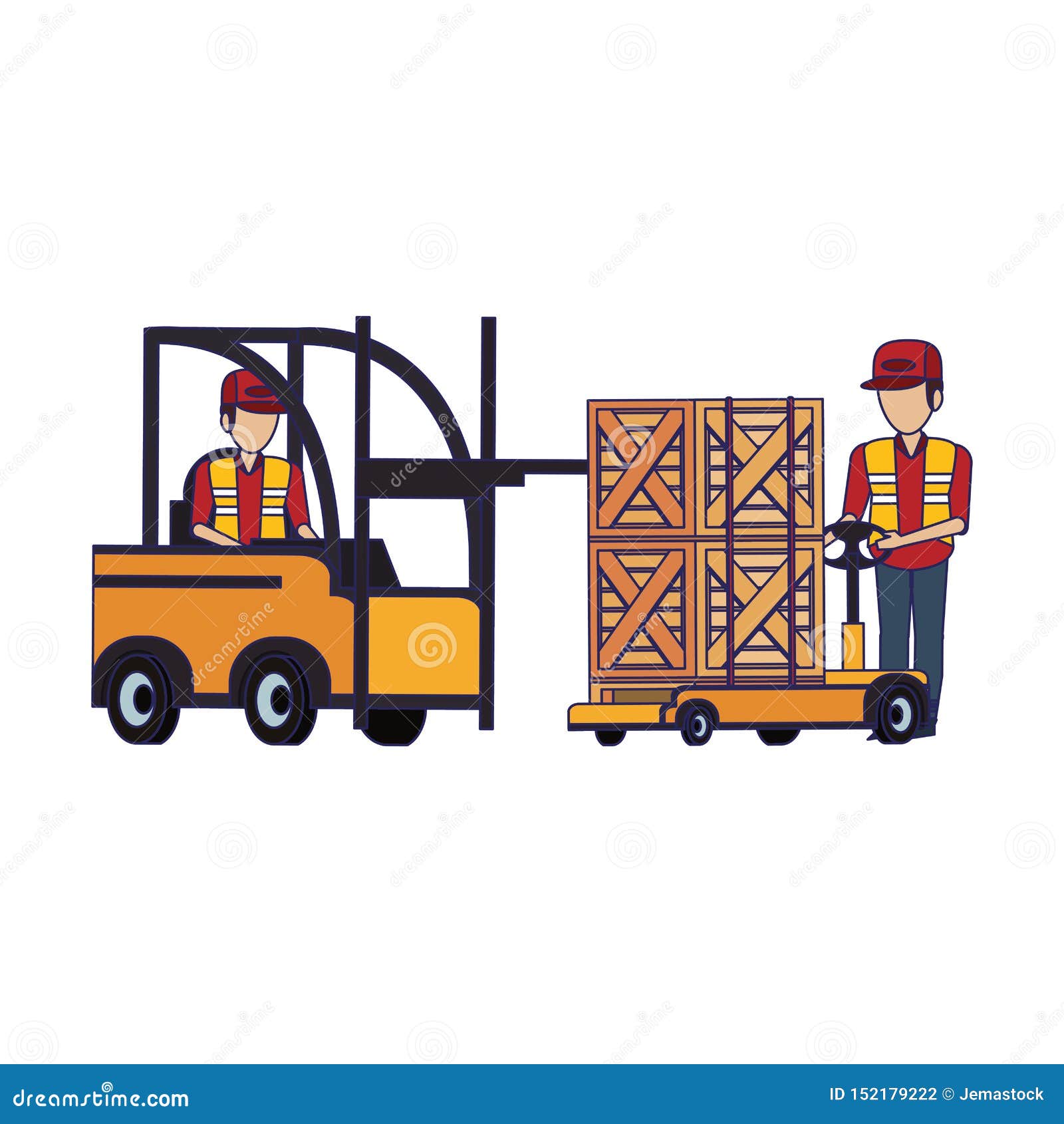 Warehouse Workers Cartoon Vector Characters. Set Of Various Poses And ...