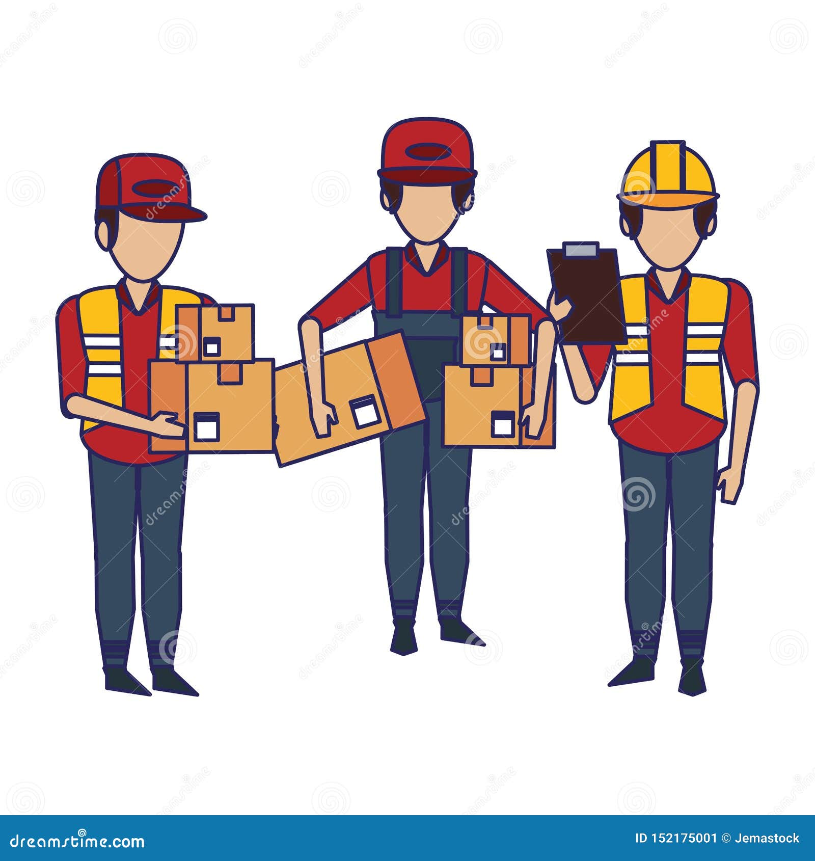 Warehouse Workers Cartoon Vector Characters. Set Of Various Poses And ...