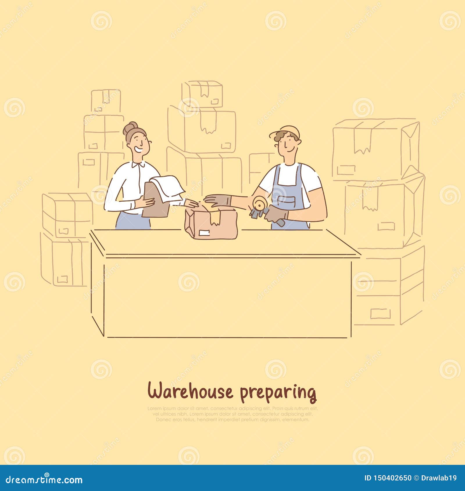 Workers Packing And Delivering Pizza Boxes To Customers. Food Delivery ...