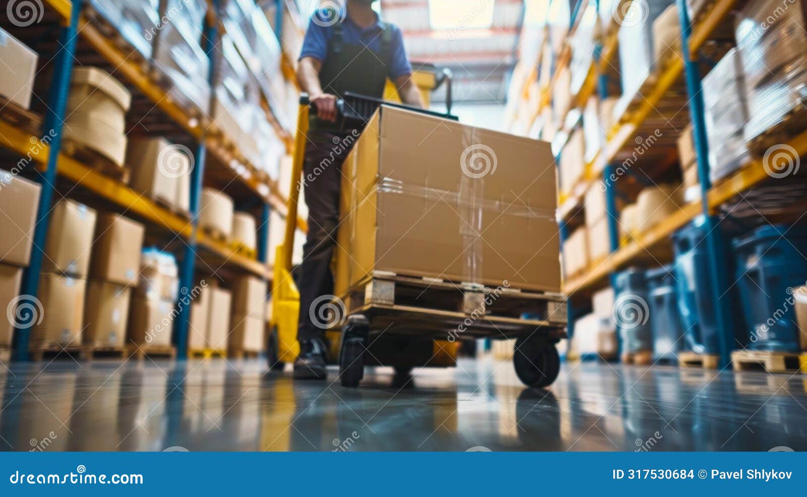 Warehouse Workers Pulling a Pallet Truck. Stock Illustration ...