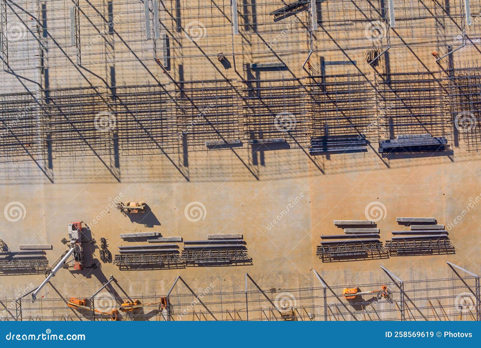 In Warehouses on the Building Site, Metal Steel Frameworks are Being ...