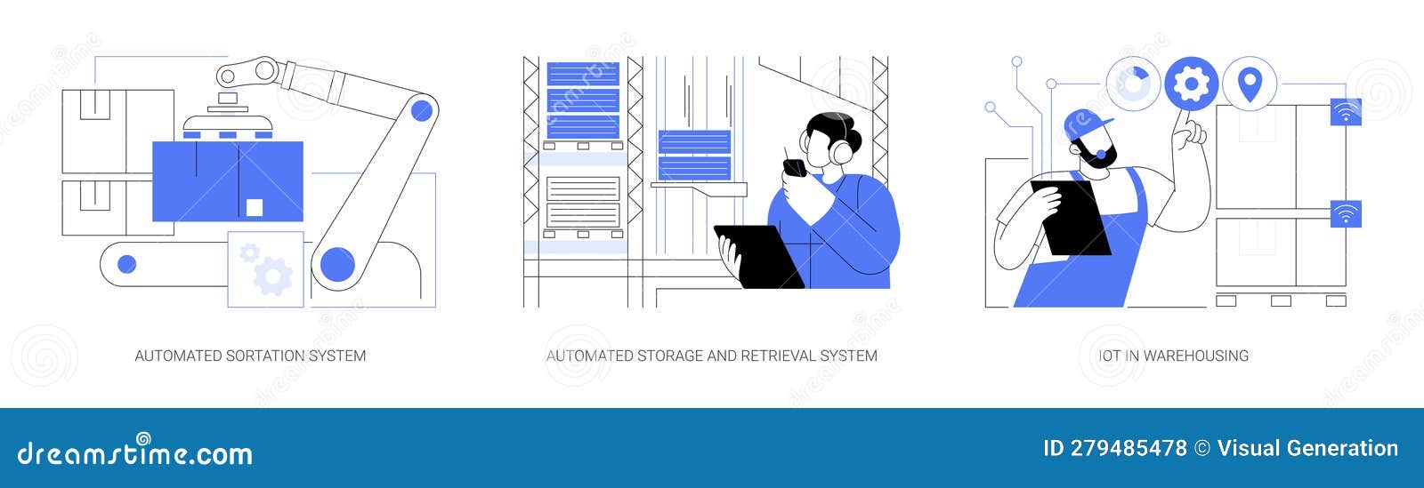Warehousing Automation Isolated Cartoon Vector Illustrations Se ...