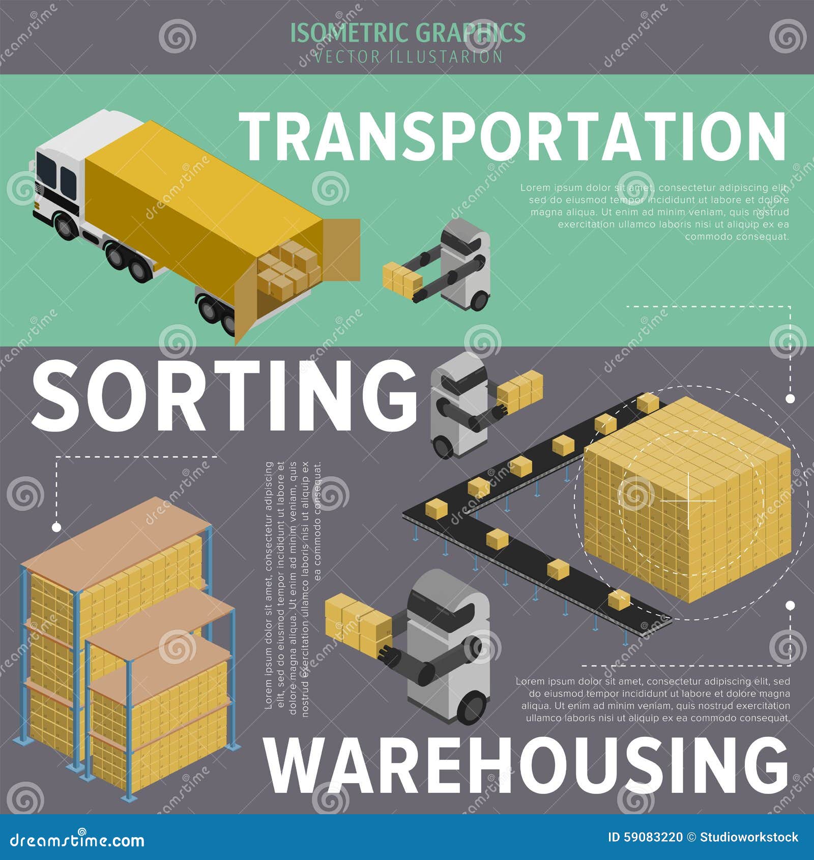 Warehousing Process. Vector Infographics. Stock Vector - Illustration ...