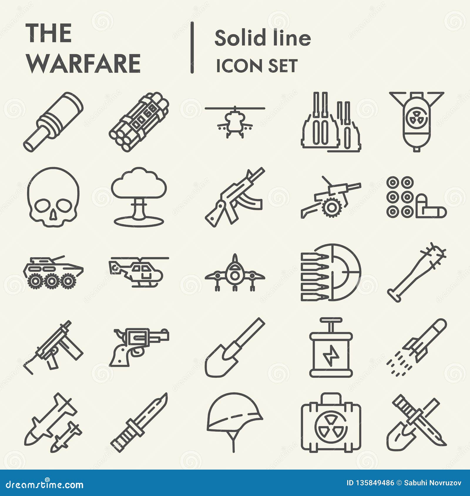 Warfare Line Icon Set, Army Symbols Collection, Vector Sketches, Logo ... Warfare Line Icon Set, Army Symbols Collection, Vector Sketches, Logo ...
