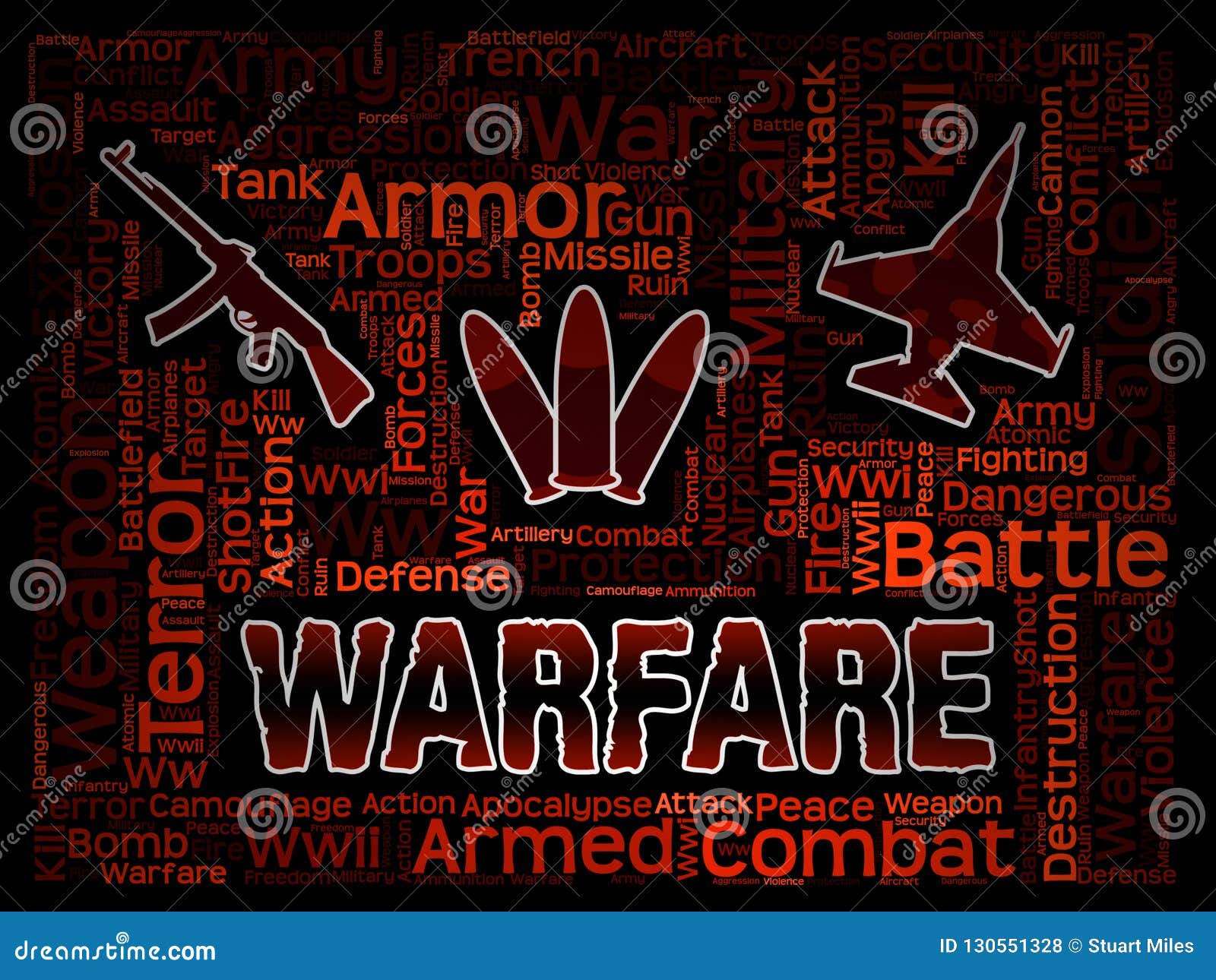 Warfare Words Indicating Military Action and Hostilities Stock ...