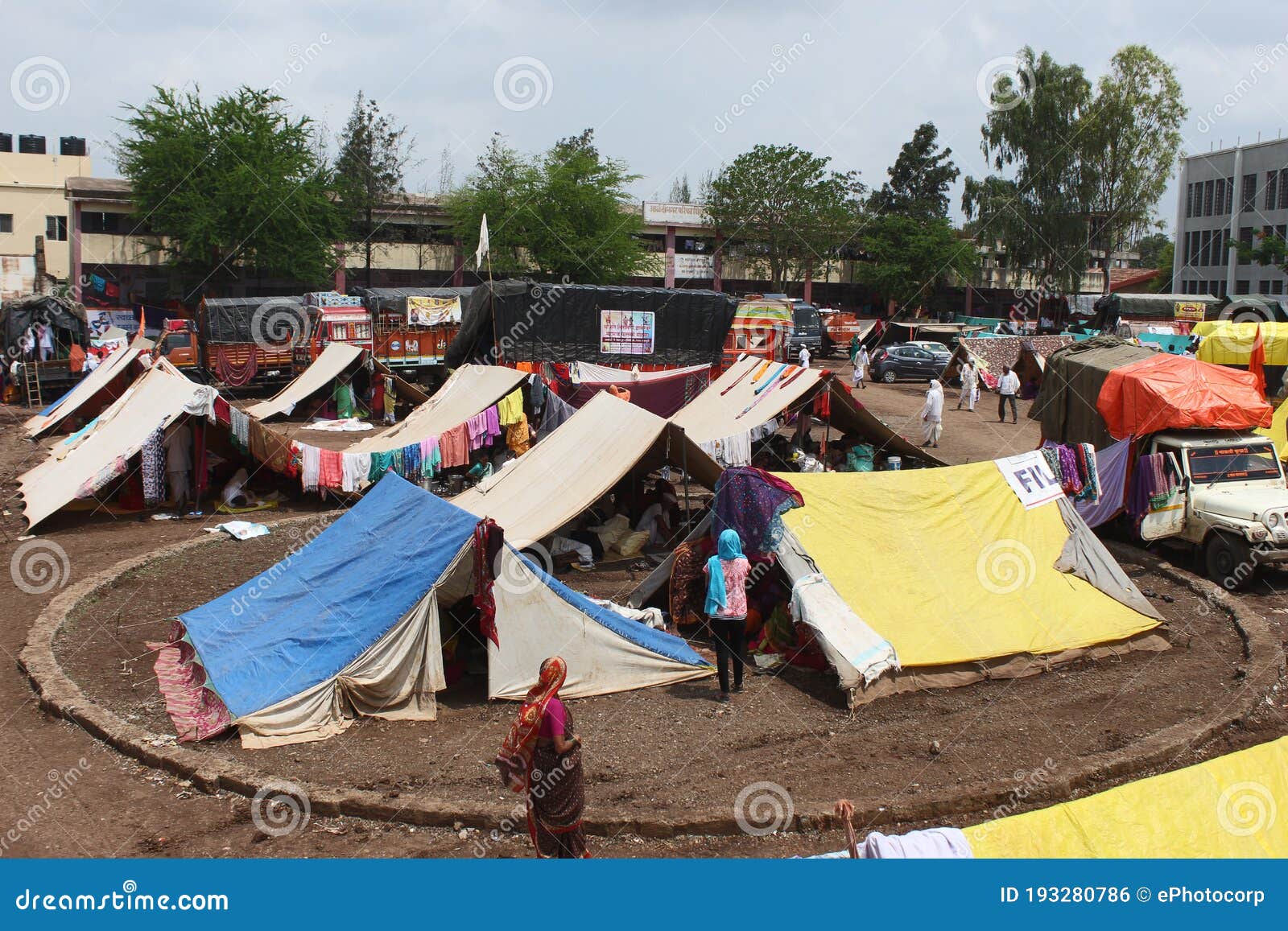 Warkari or Pilgrim Temporary Tents Huts during Alandi Devachi, Pune ...
