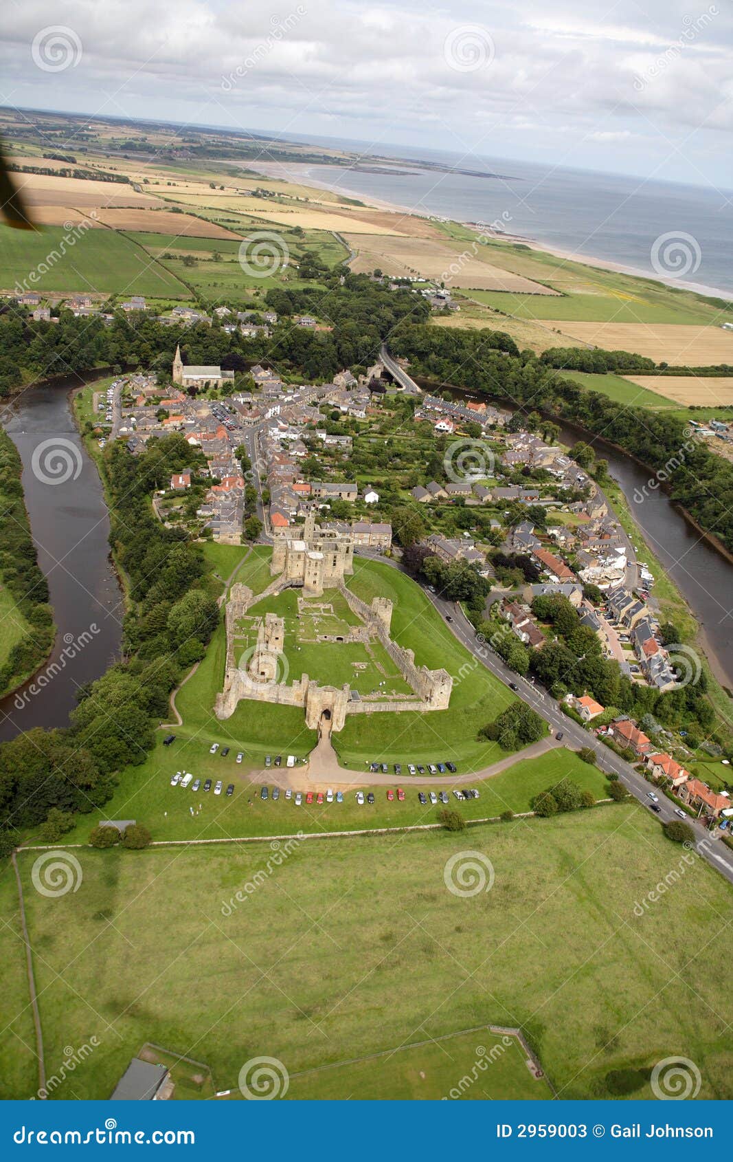 Warkworth from the air stock image. Image of tree, floodplain - 2959003