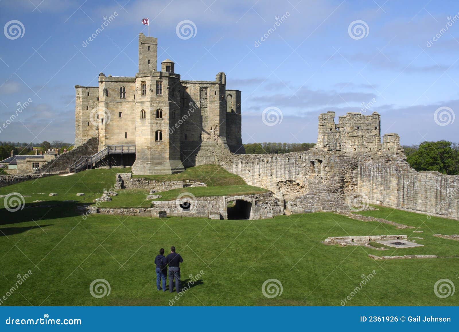 Warkworth castle stock photo. Image of ruin, people, northumberland ...