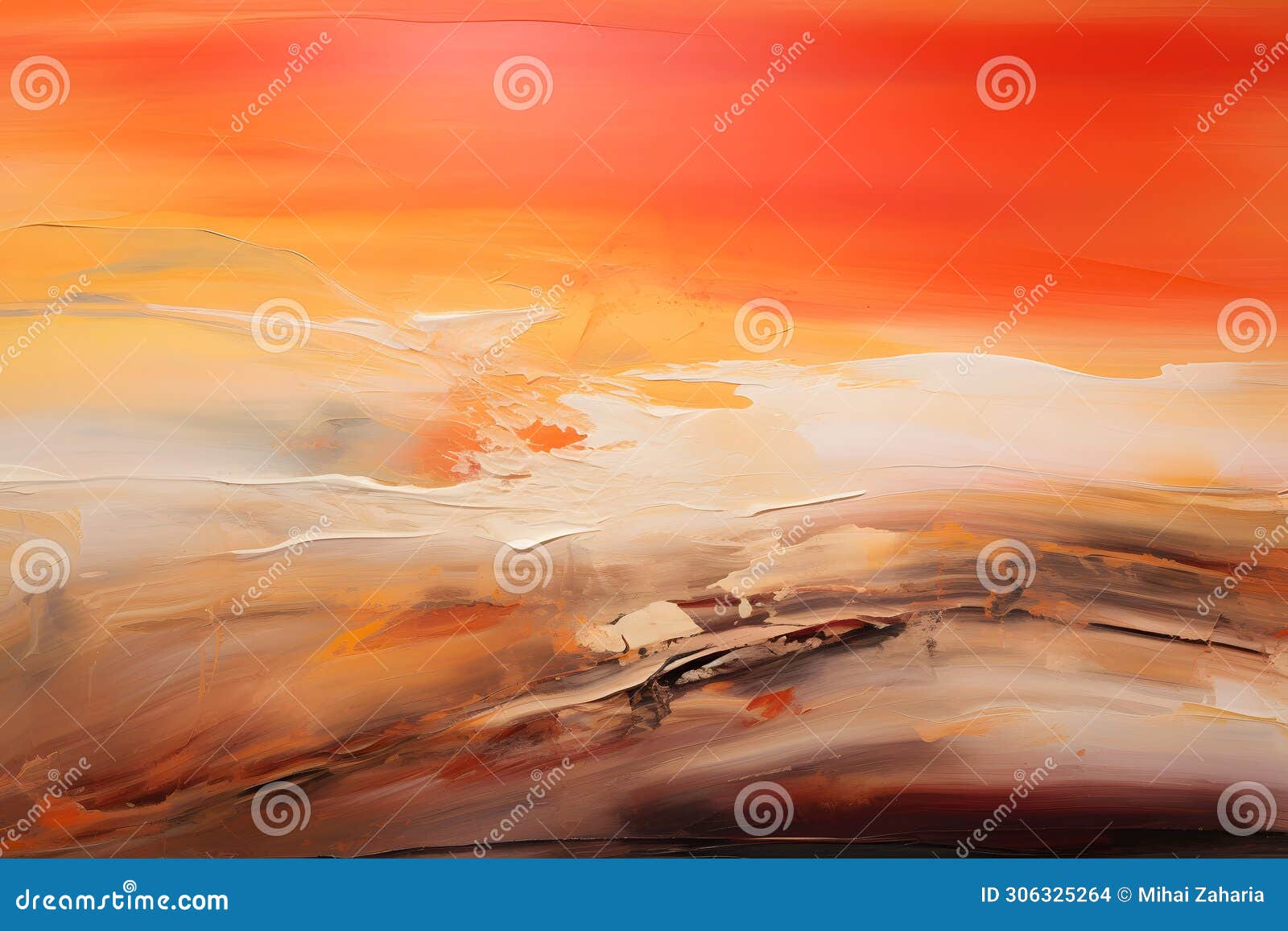 Warm Abstract Landscape Painting Stock Illustration - Illustration of ...