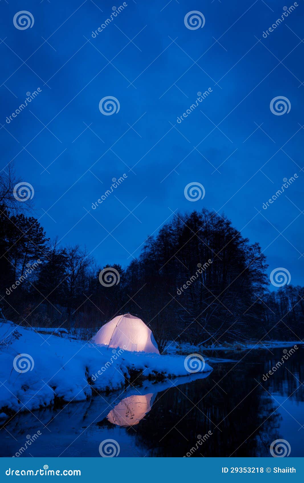 Warm Accommodation in a Cold Snowy Night Stock Photo - Image of ...