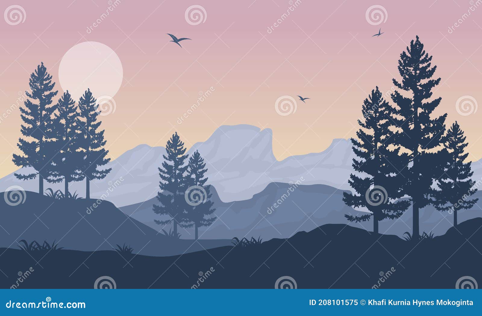 A Warm Afternoon Atmosphere with Very Nice Scenery. Vector Illustration ...