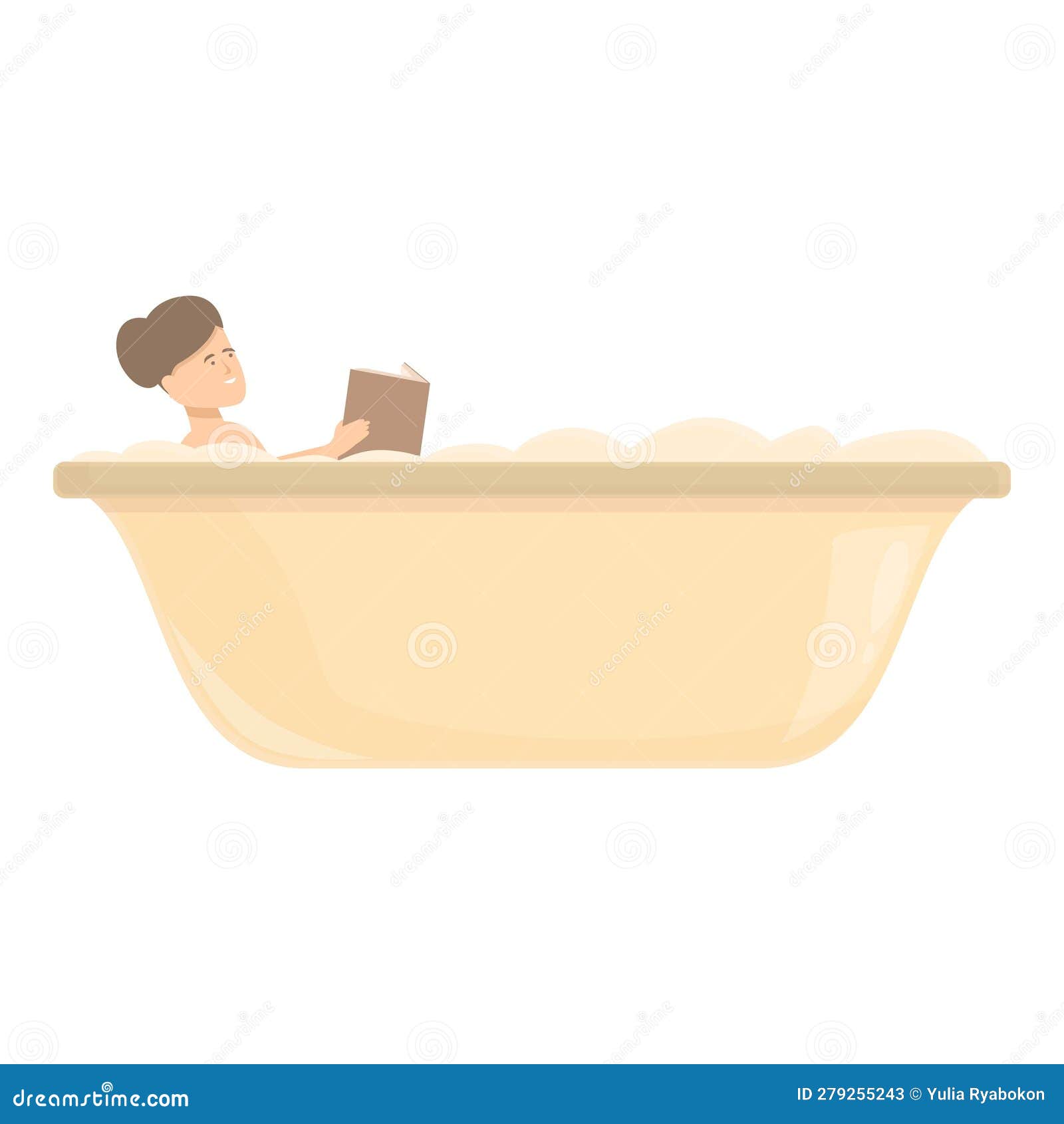 Warm Bath Reading Book Icon Cartoon Vector. Spa Tub Stock Vector ...