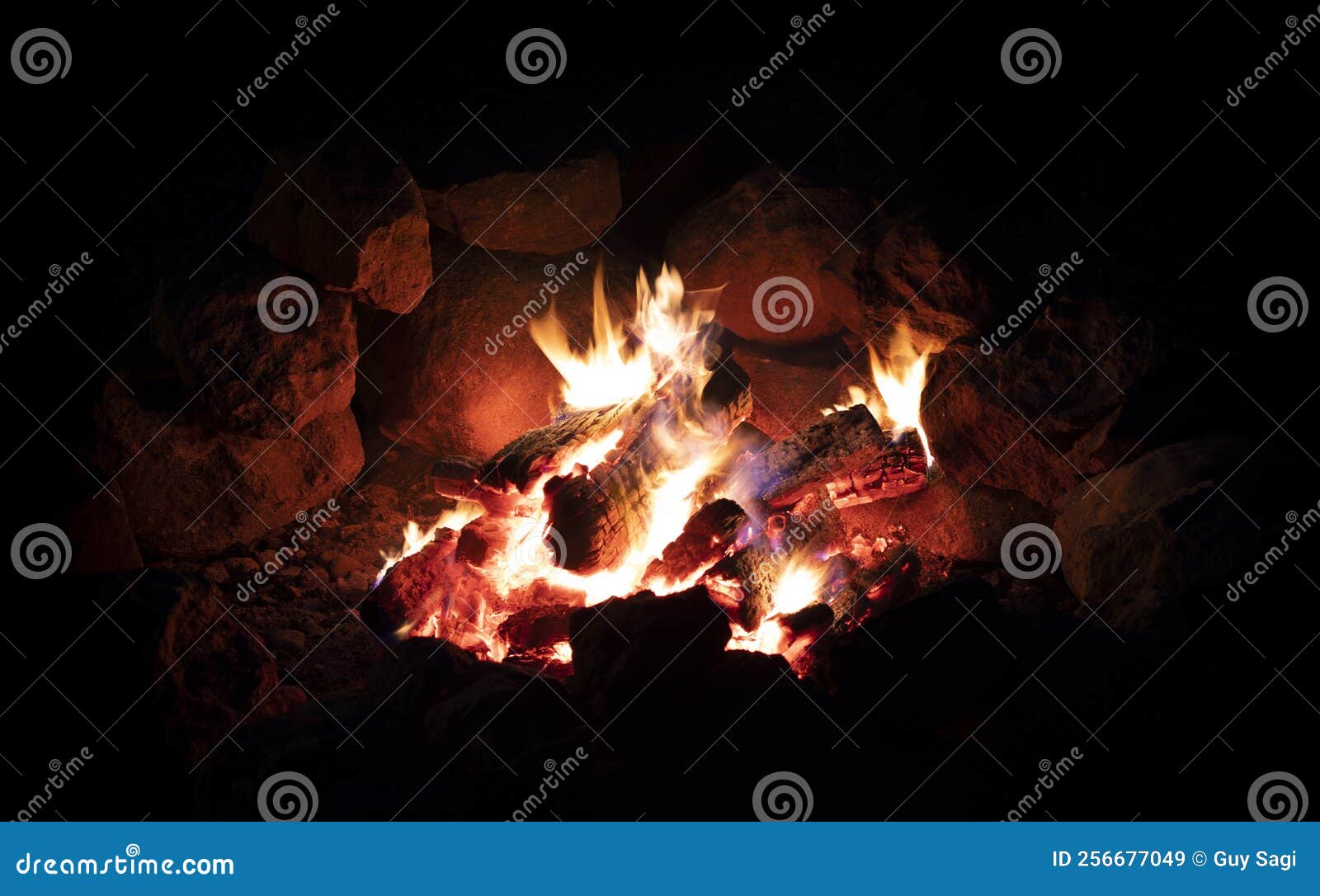Warm campfire after sunset stock image. Image of outdoor - 256677049