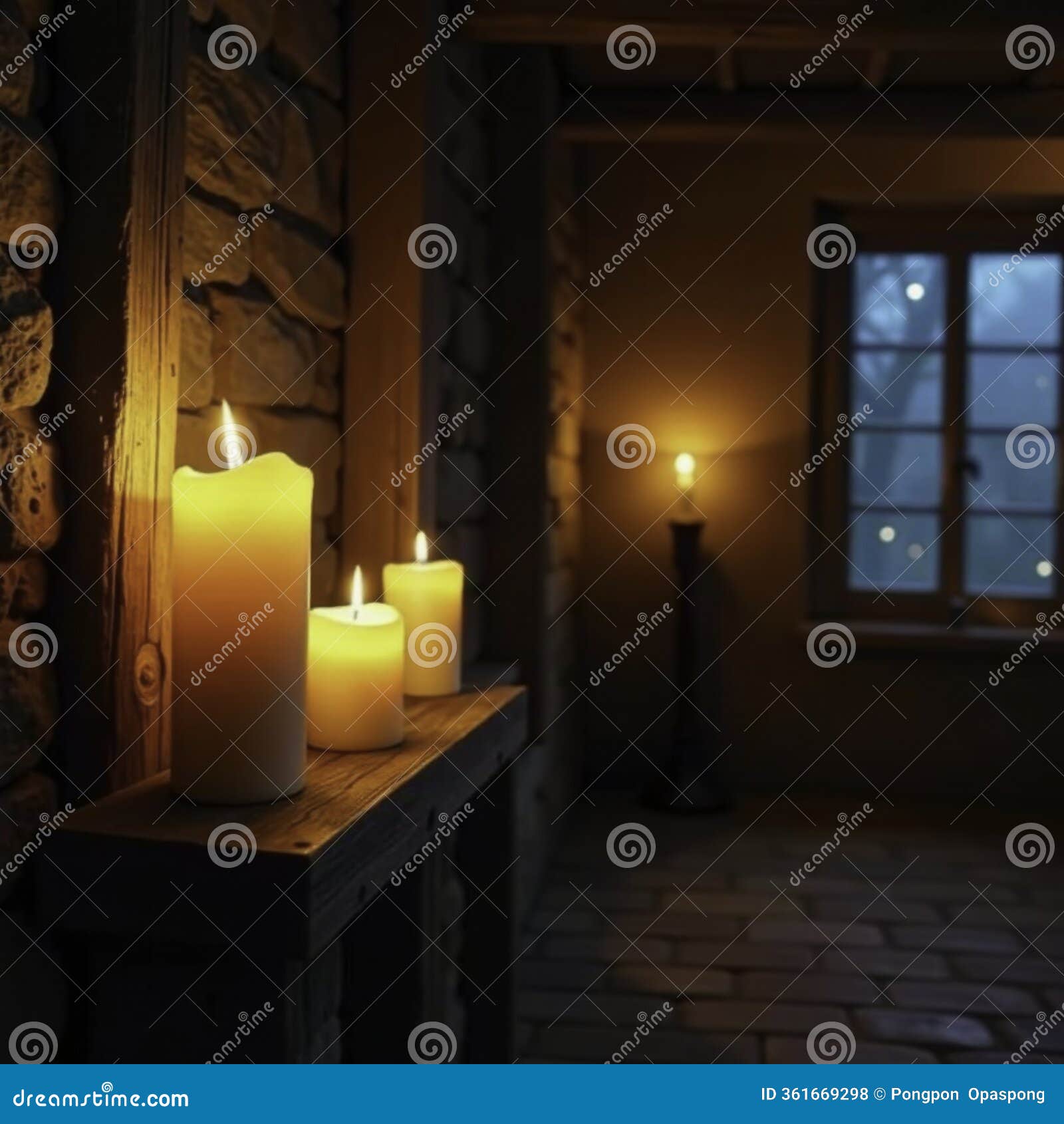 Warm Candlelight Flickers on Rustic Wooden Beams, Fire, Candlelight ...