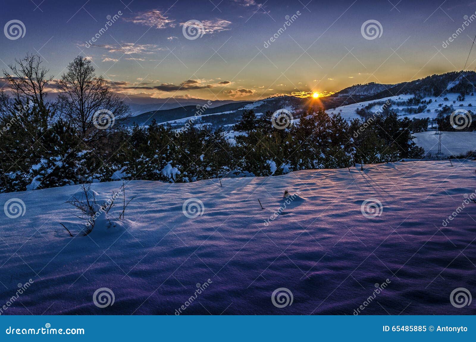 Warm cold winter sunset stock image. Image of frosty - 65485885