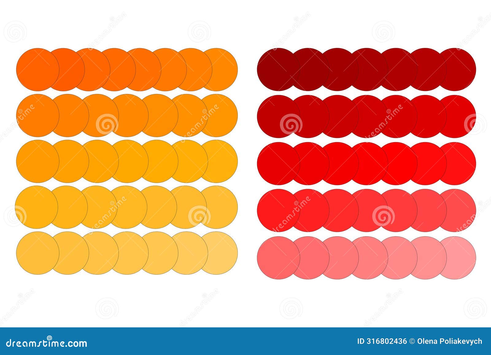 Warm Color Gradient Dots Array. Vector Graphic Design. Simple Circular ...