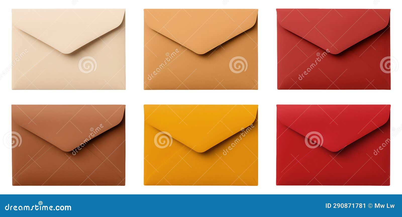 Warm Color Paper Mail Envelopes on a Transparent Background Stock Image ...