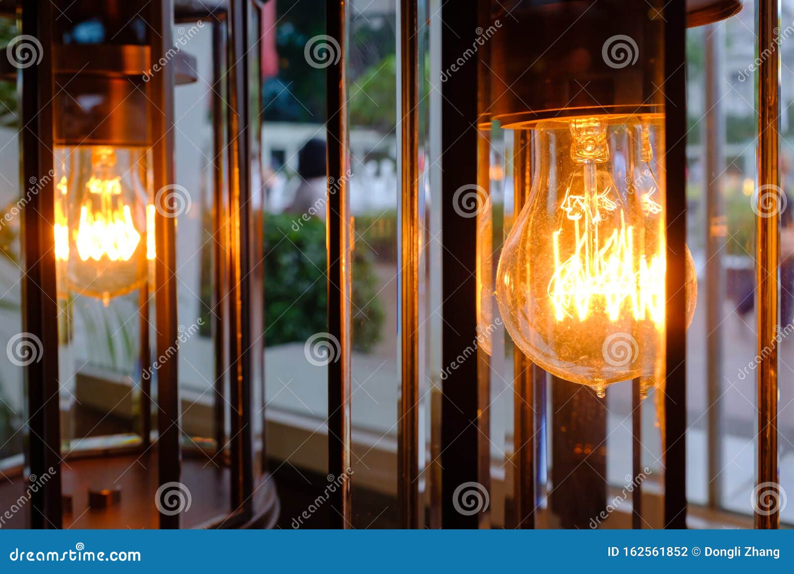 Warm Color Vintage Light Bulb on the Window Background Stock Photo ...