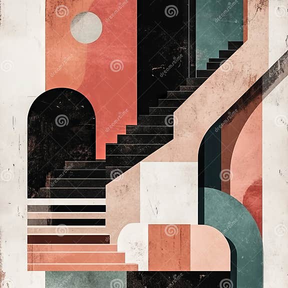 Warm-Colored Abstract Geometric Design with Different Shapes Stock ...