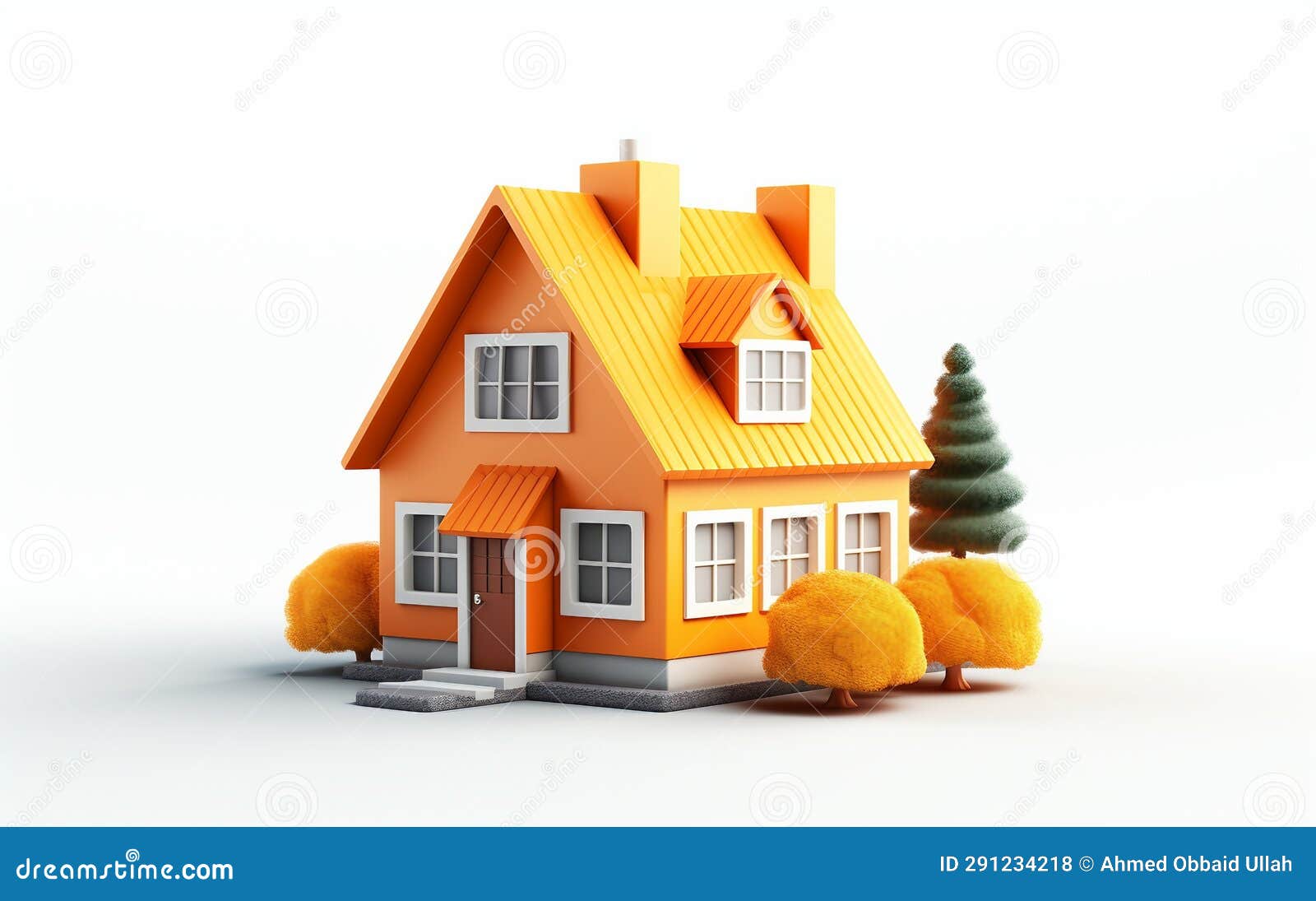 Warm-Colored House in 3D Animation Style. Generative by Ai Stock ...
