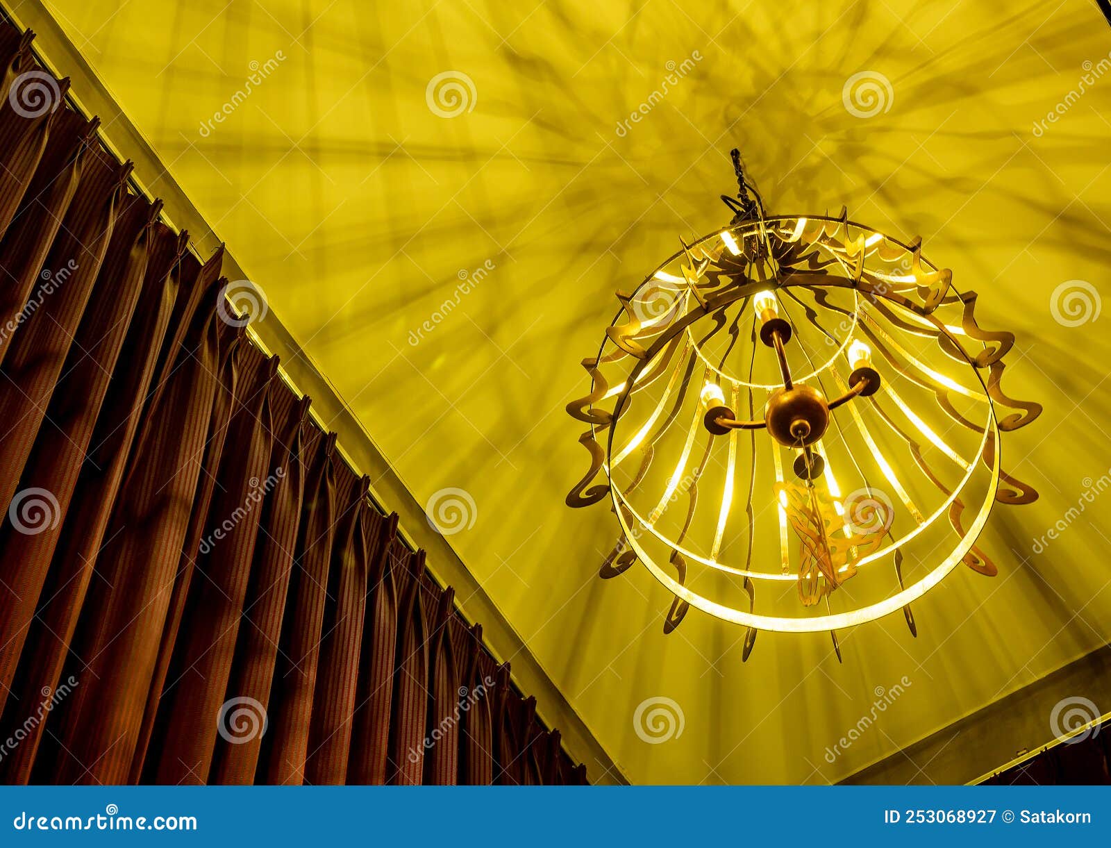 Warm Colored Light from a Modern Ceiling Pendant Lamp Stock Image ...