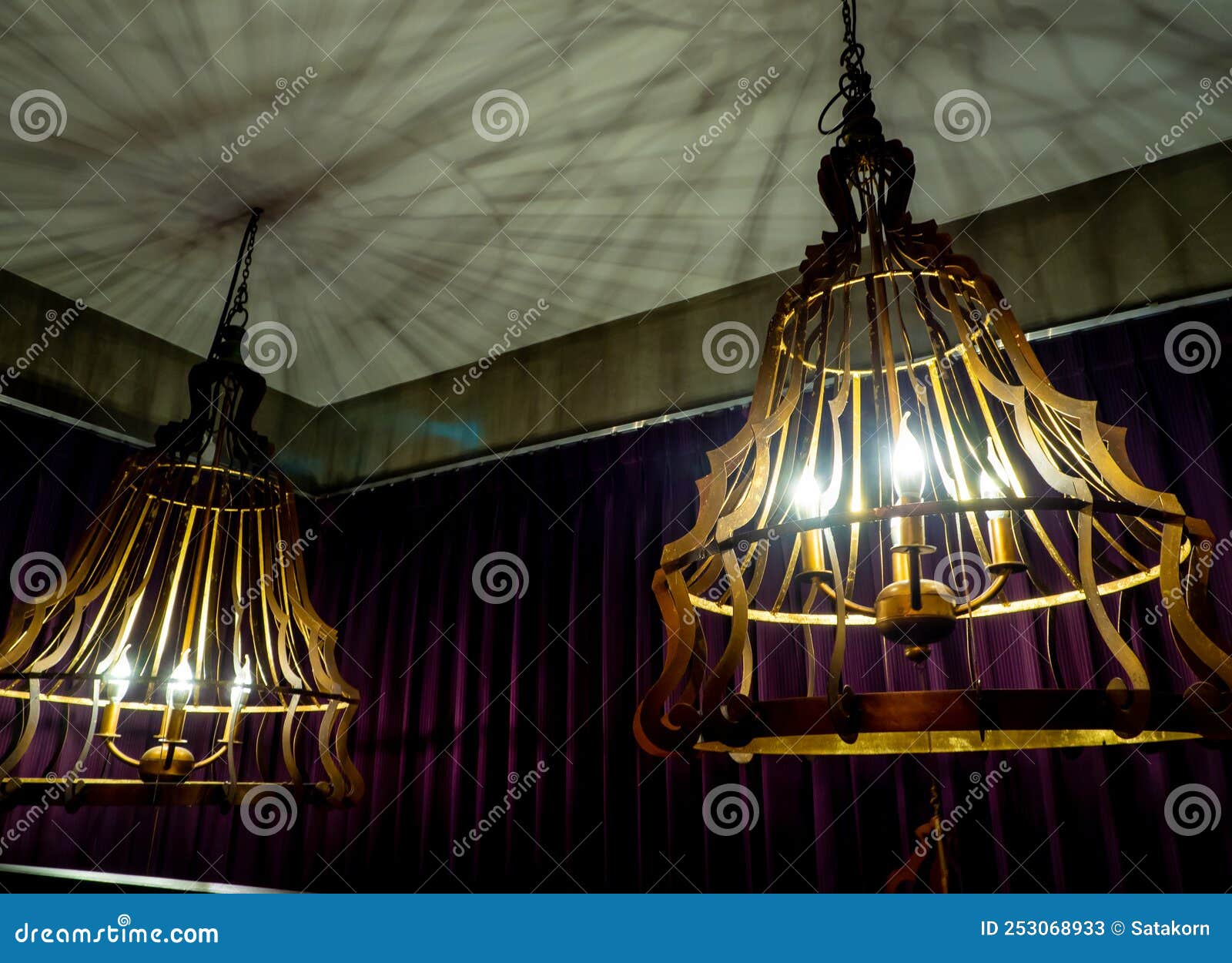 Warm Colored Light from a Modern Ceiling Pendant Lamp Stock Image ...