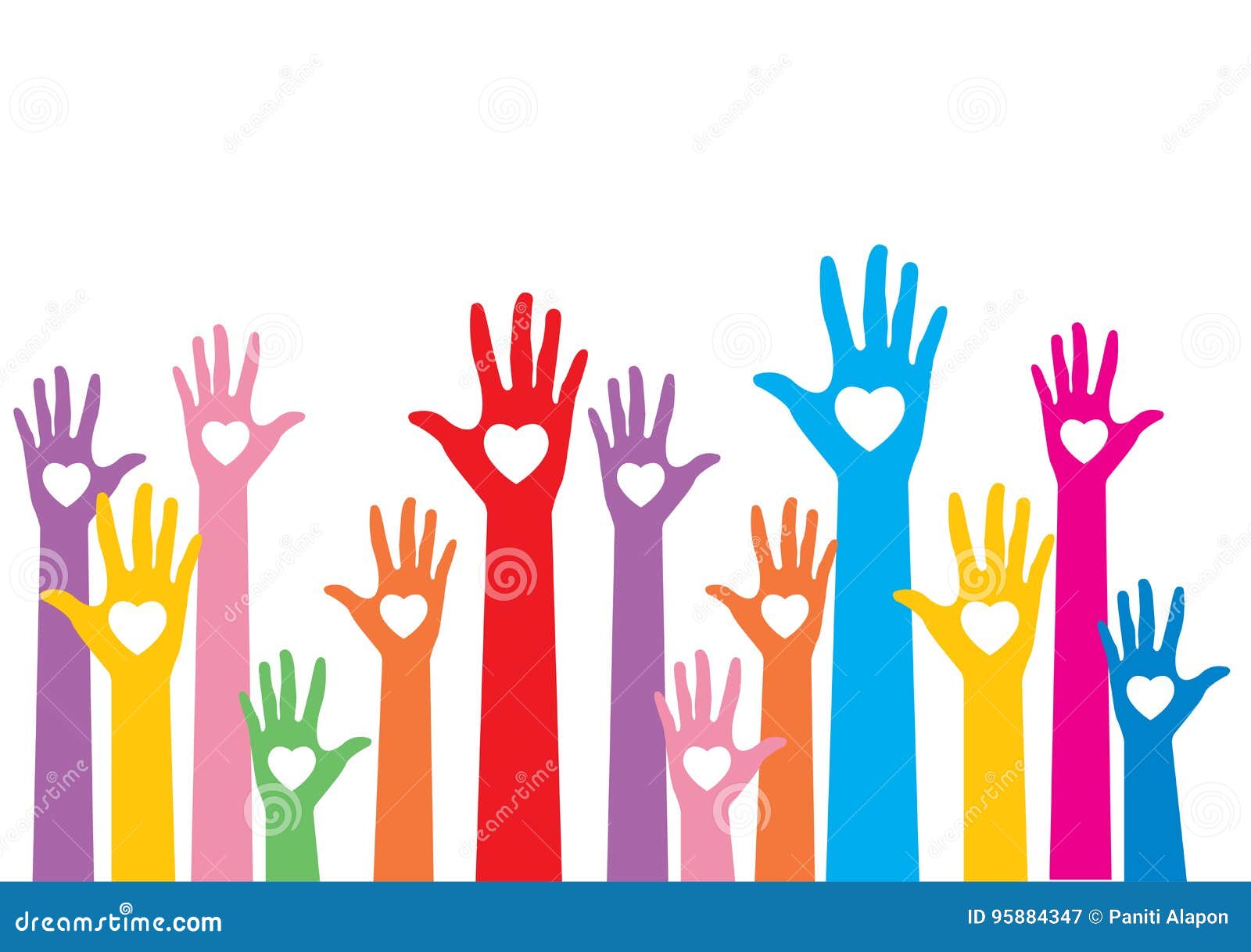 Warm Colorful Caring Up Hands Hearts Vector Design Stock Vector ...