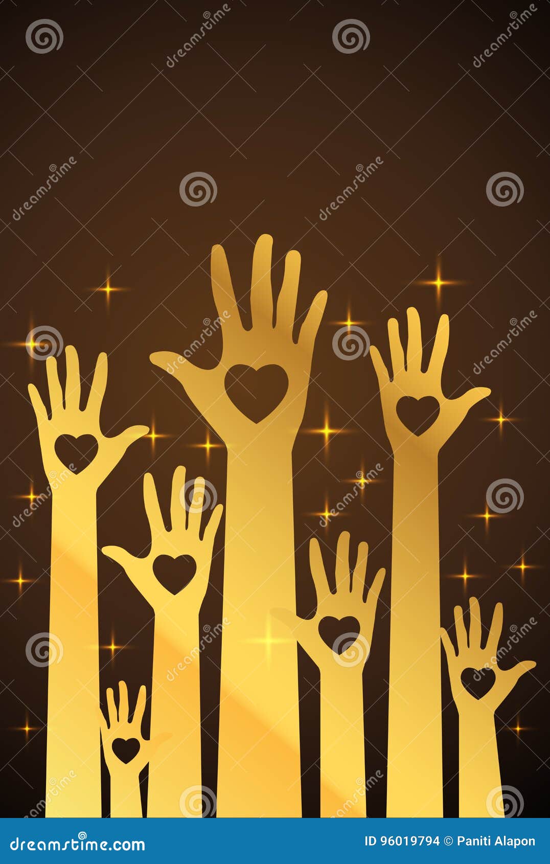 Warm Colorful Caring Up Hands Hearts Vector Design Stock Vector ...