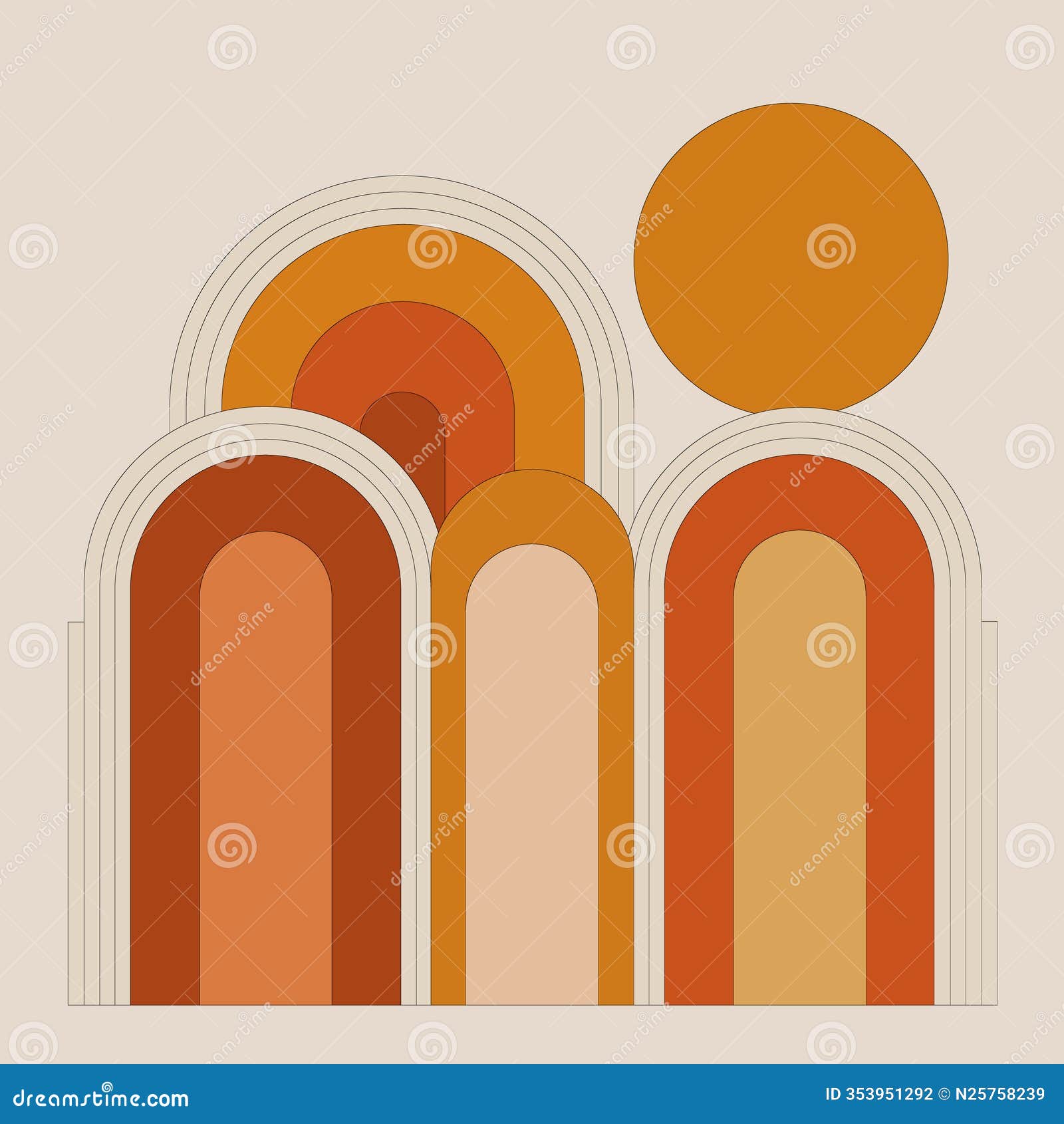 The Warm Colors of the Arches are Complemented by a Large Orange Circle ...