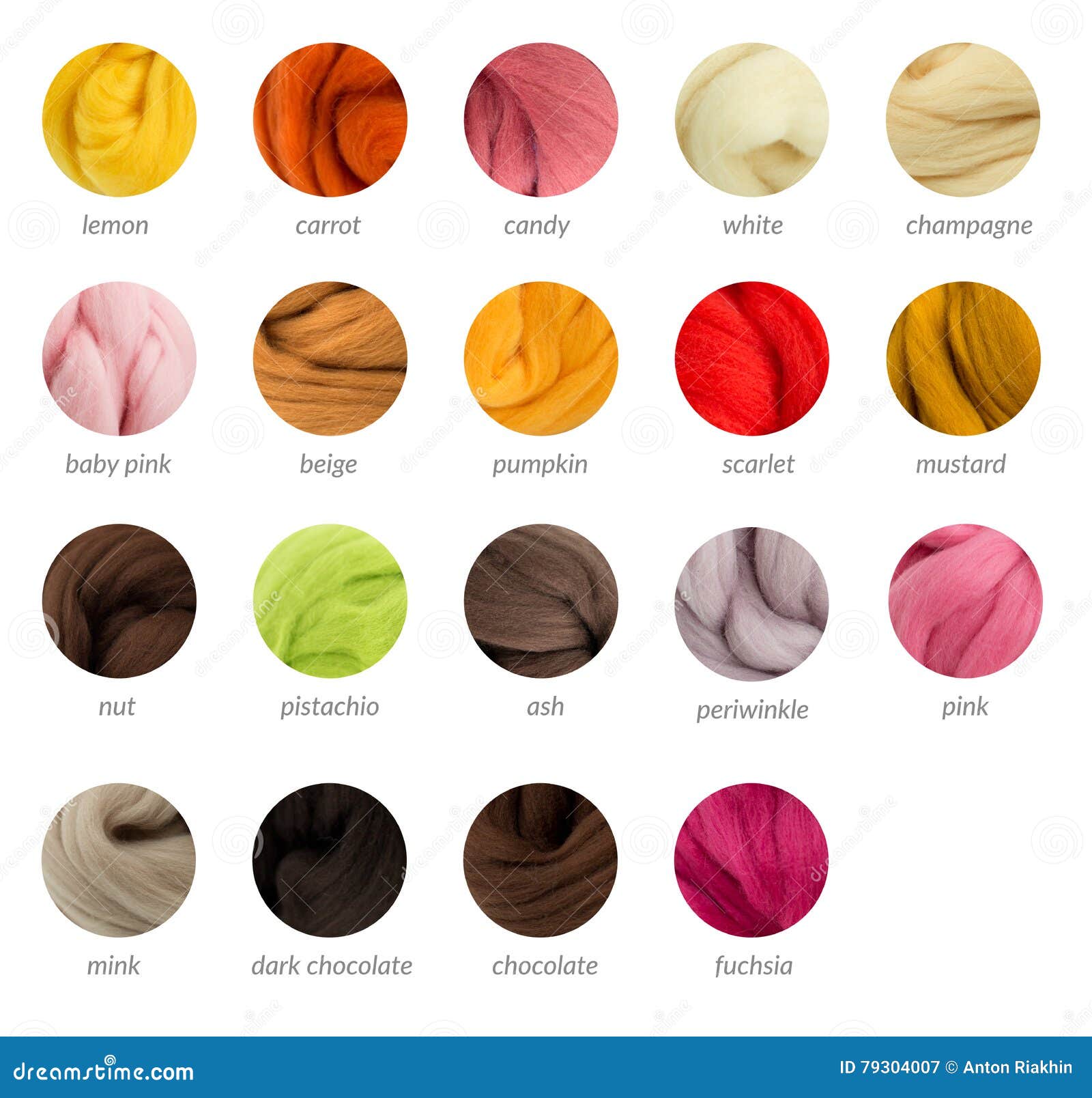 Warm Colors Merino Wool Palette Guide with Titles Stock Image - Image ...