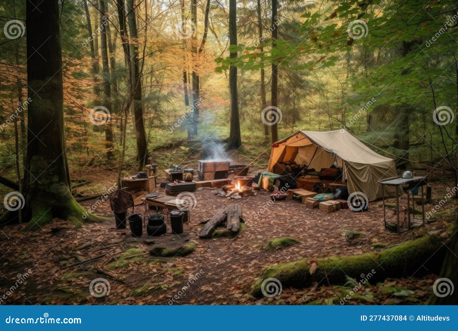 A Warm and Cozy Campsite, Surrounded by the Sounds of Nature Stock ...