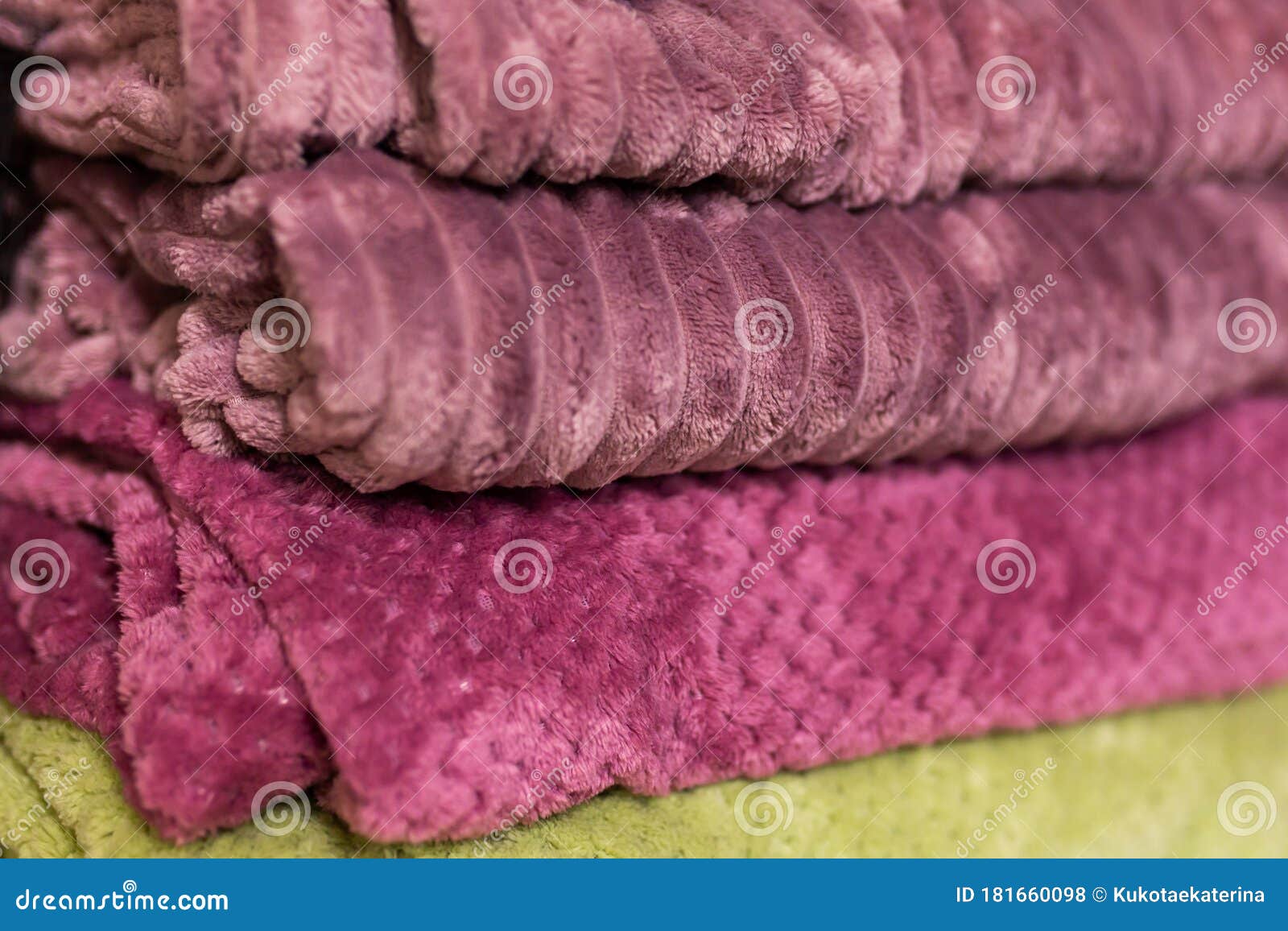 Warm, Cozy Soft Plush Blankets Folded in a Stack Stock Photo - Image of ...