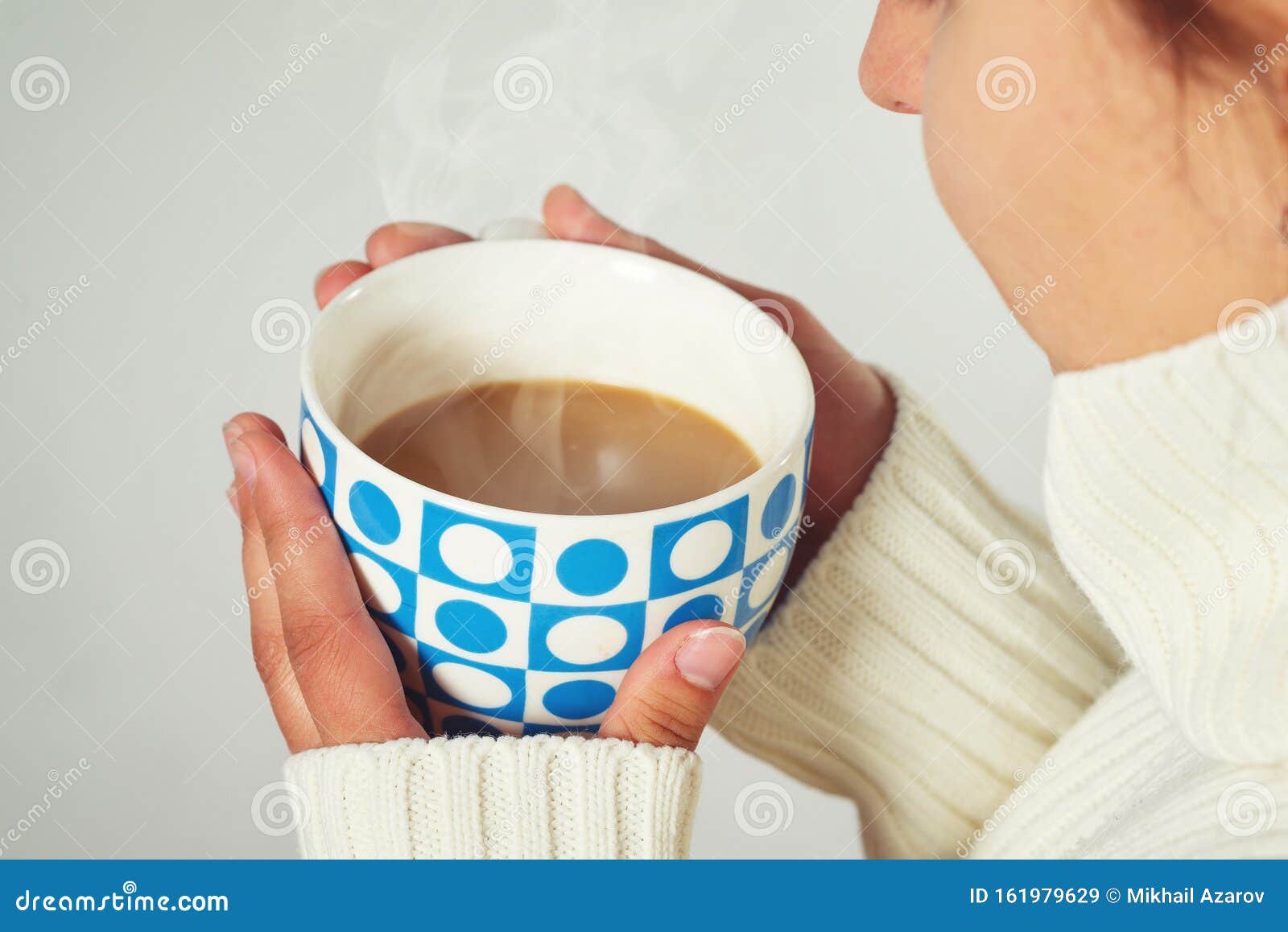 Warm Cup of Hot Coffee Warming in the Hands of Girl Stock Image - Image ...
