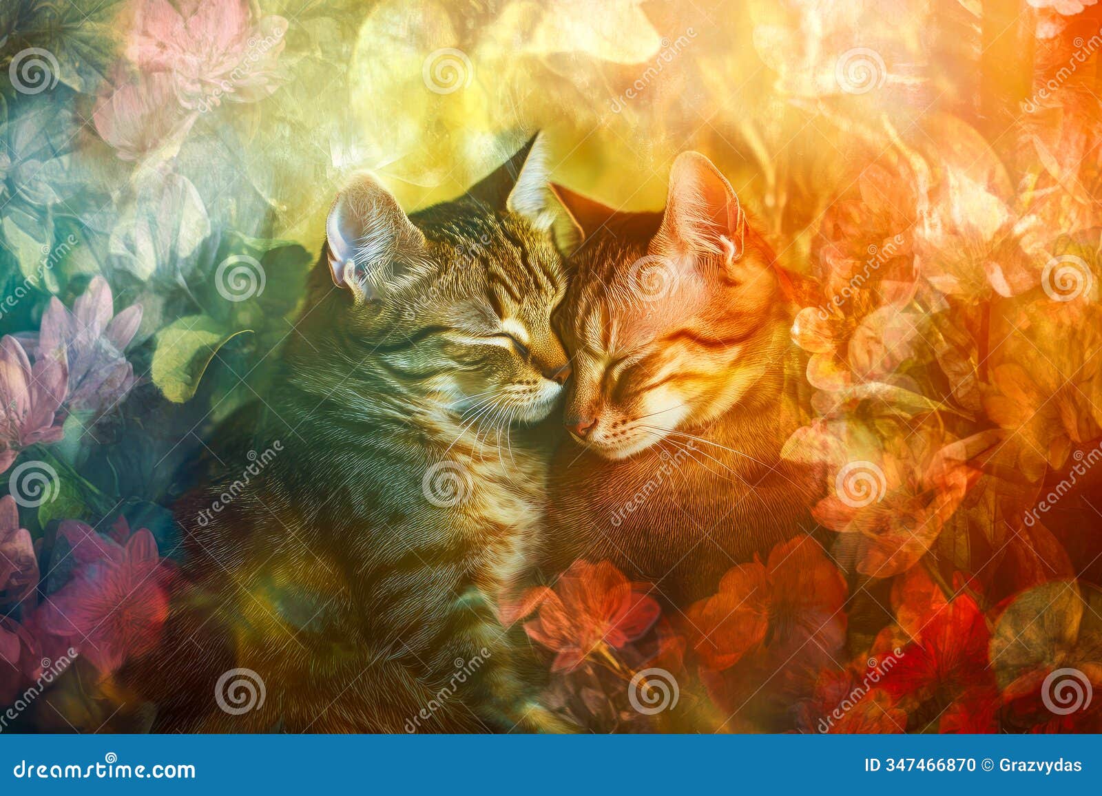 Warm Feelings between the Two Cats. Animals Love Stock Illustration ...