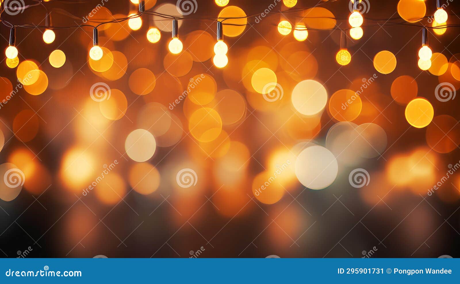 A Warm and Festive Background of Orange Bokeh Lights with a String of ...