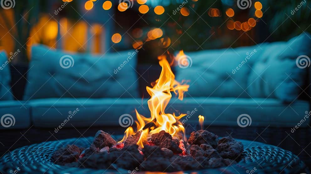 Warm Flickering Flames Dancing in the Center of a Comfortable Outdoor ... Warm Flickering Flames Dancing in the Center of a Comfortable Outdoor ...