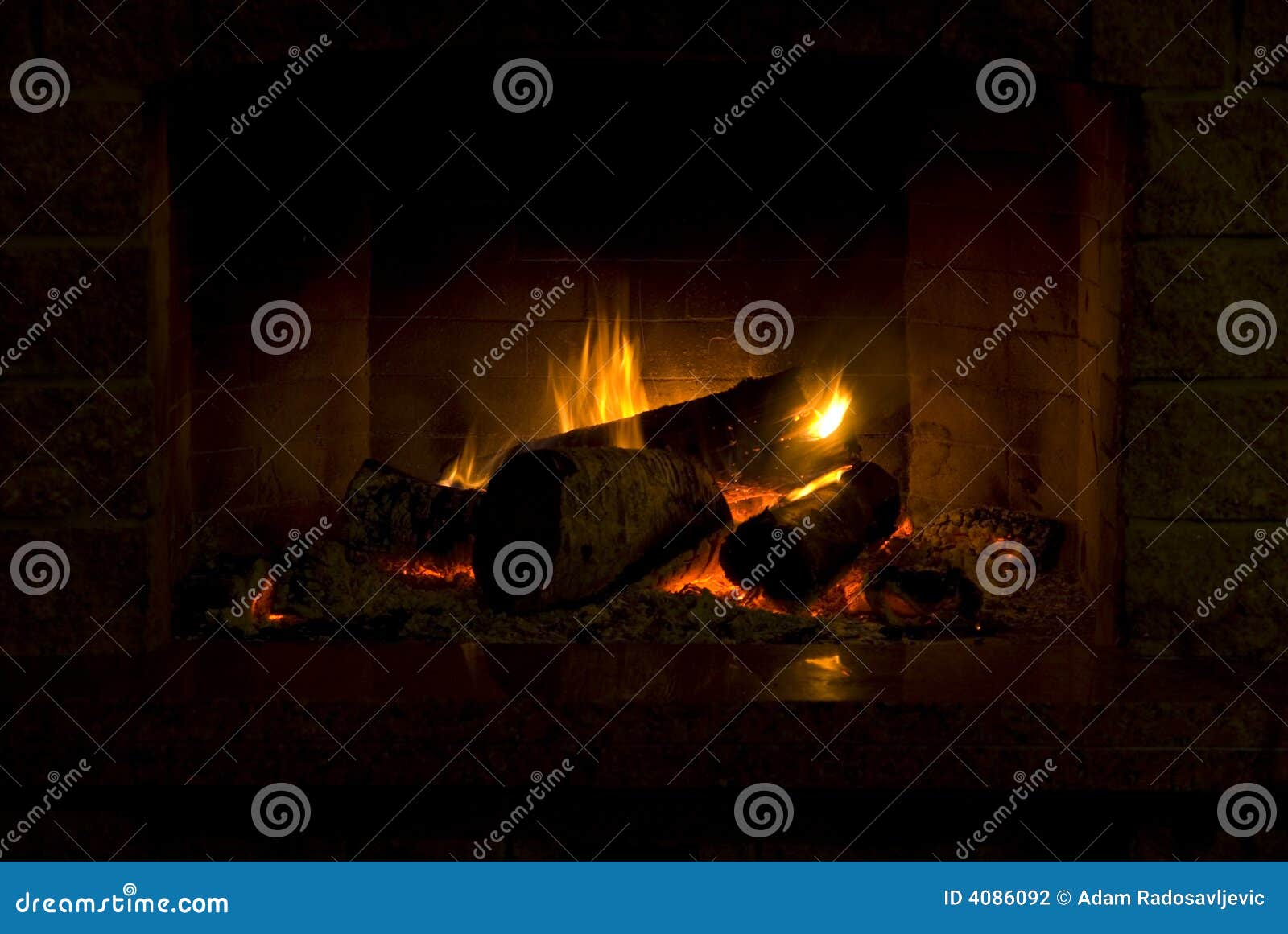 Warm glowing fireplace stock photo. Image of comfortable - 4086092