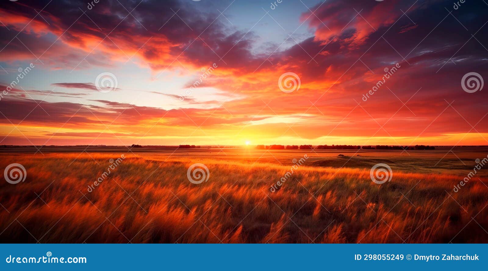 The Warm Hues of the Sunset Over the Vast Plains Create a Serene and ...