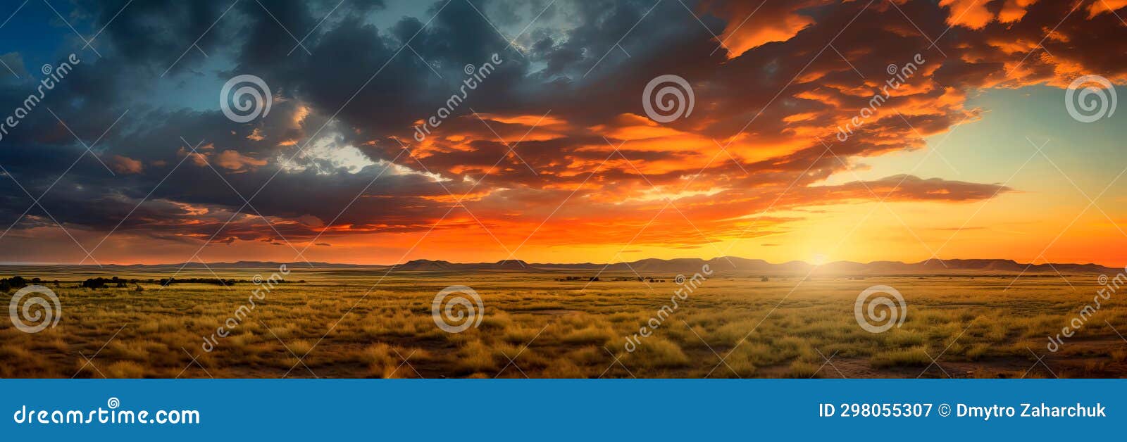 The Warm Hues of the Sunset Over the Vast Plains Create a Serene and ...