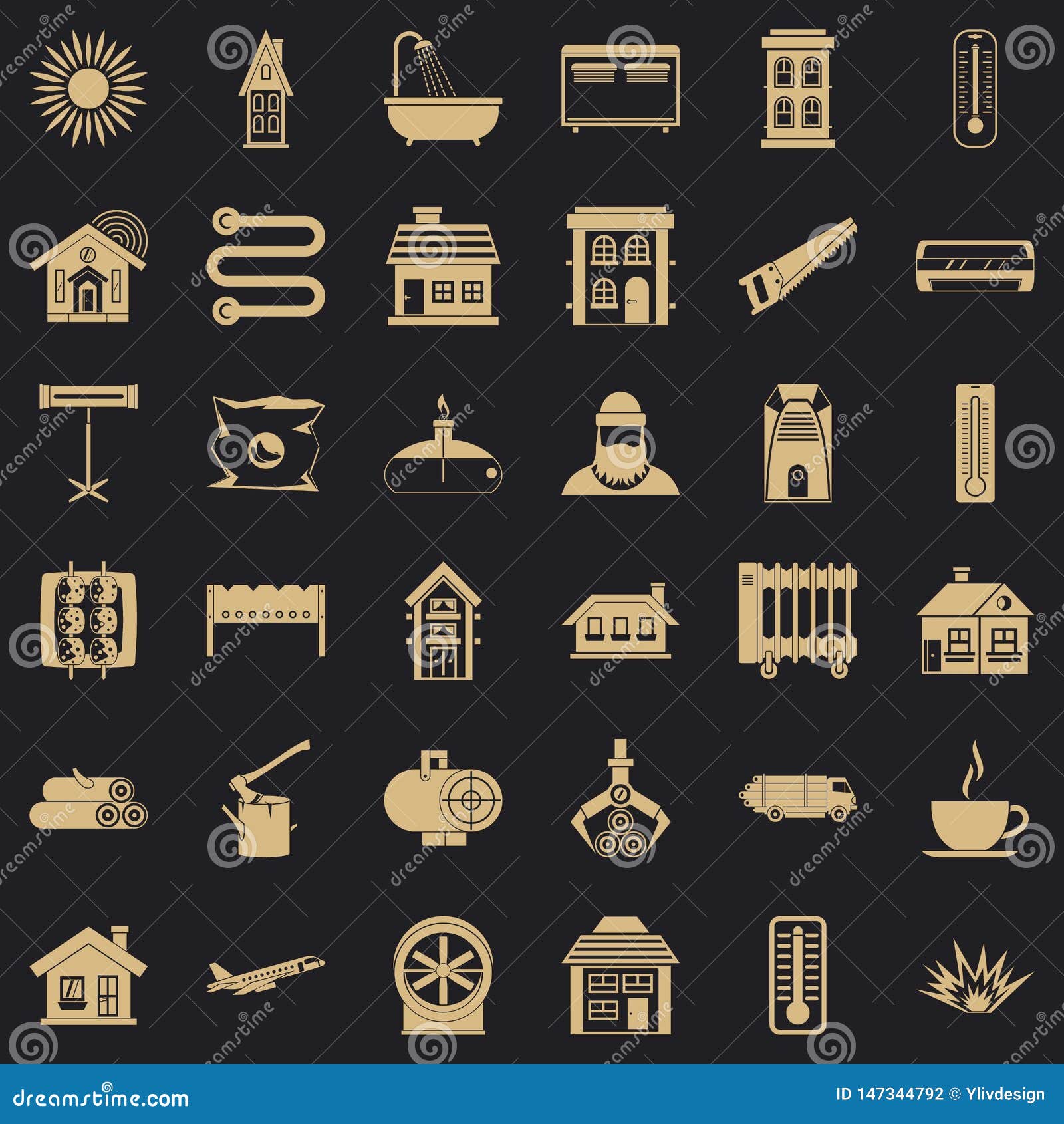 Warm Icons Set, Simple Style Stock Vector - Illustration of black, icon ...
