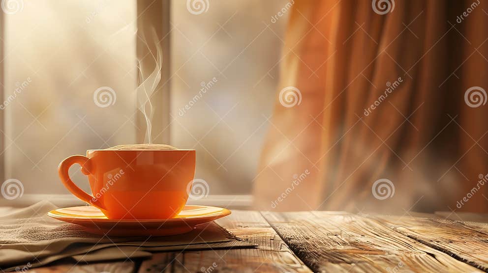 Warm and Inviting Background with a Cup of Coffee Stock Illustration ...
