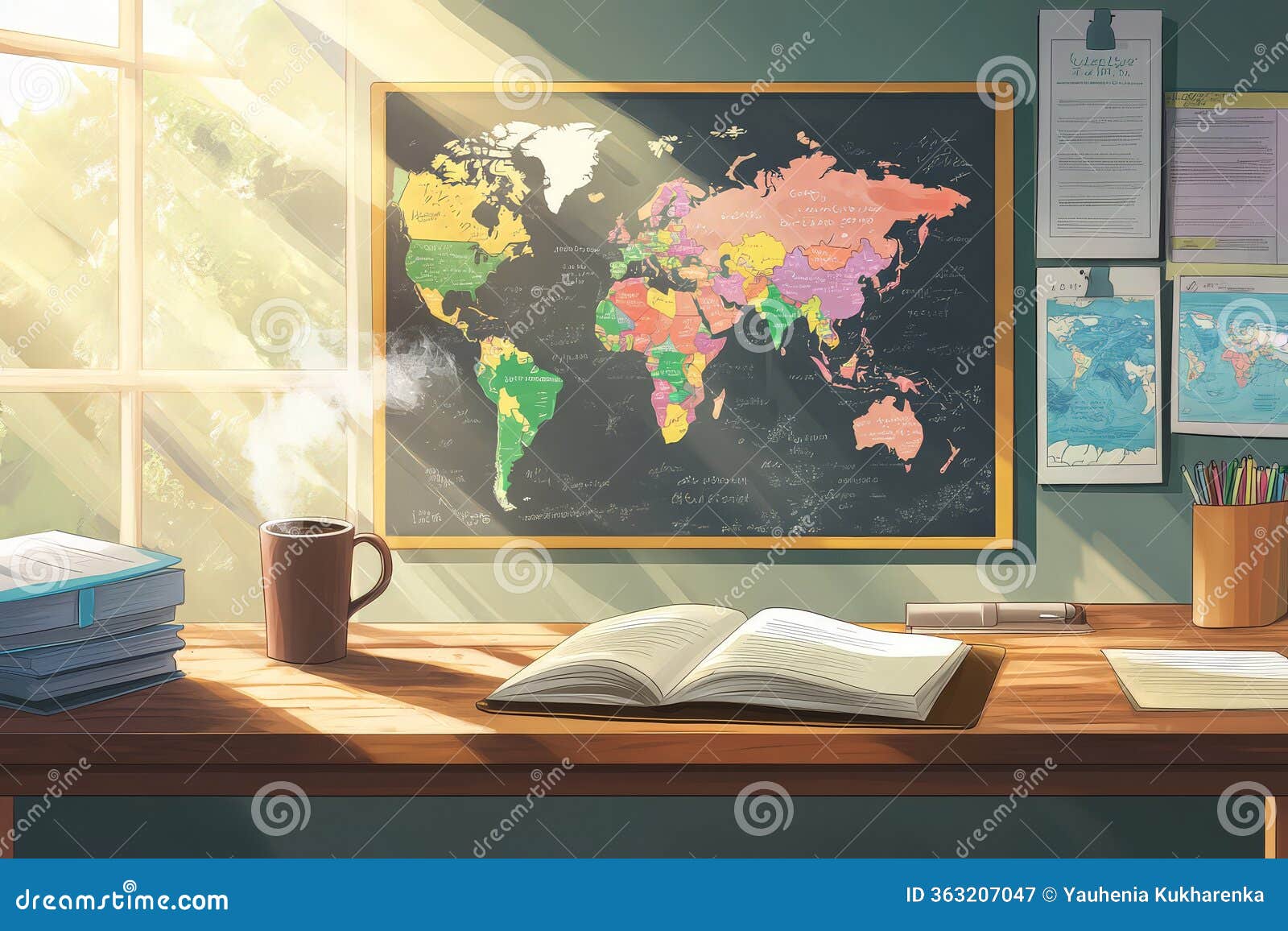Warm and Inviting Classroom Scene Stock Illustration - Illustration of ...