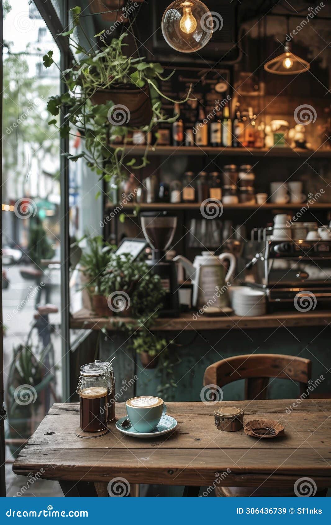 Warm And Inviting Interior Of A Rustic Coffee Shop With Natural Light ...