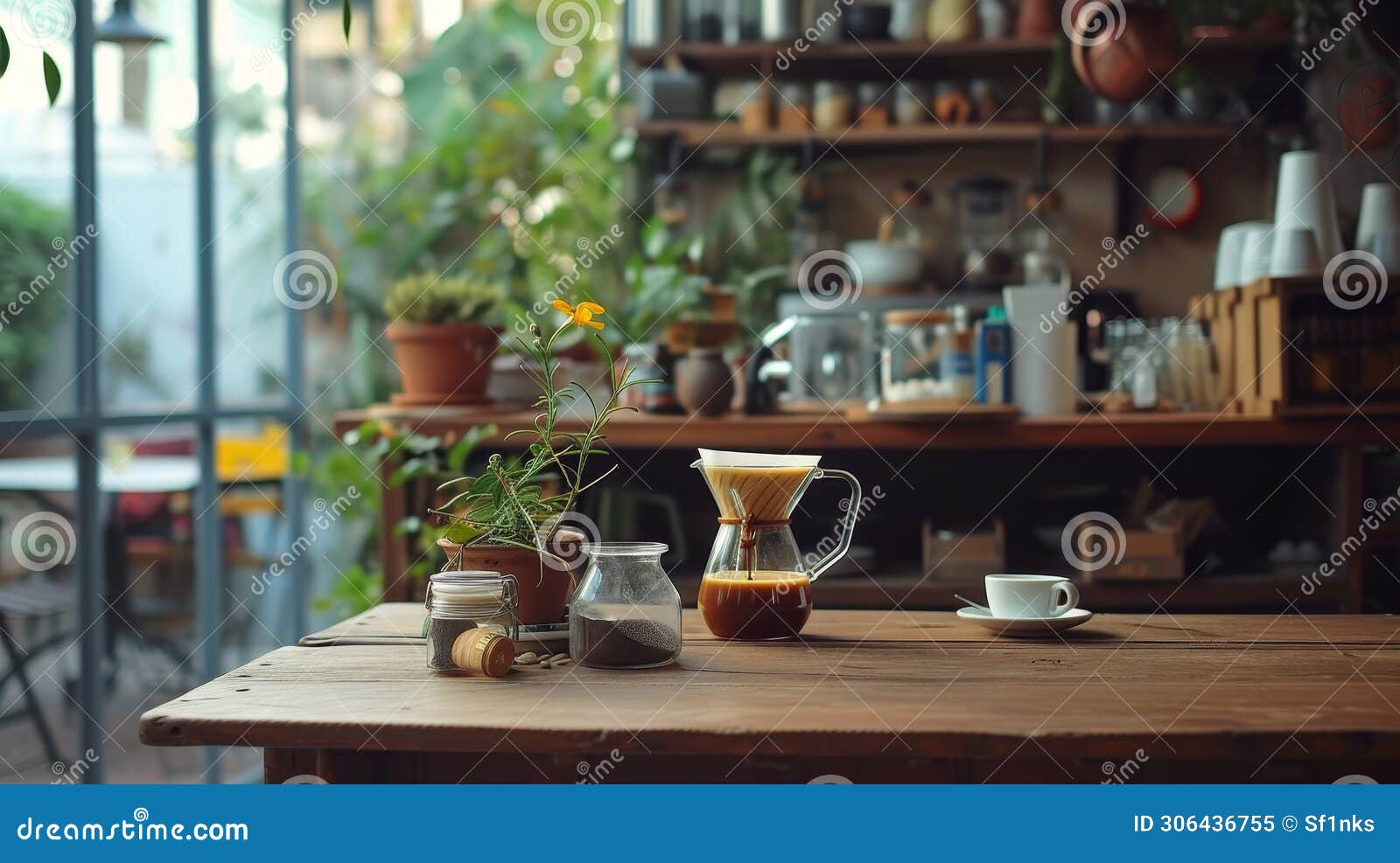 3 Rustic Coffee Cups Filled With Hot Coffee, Beans, And Ground Coffee ...