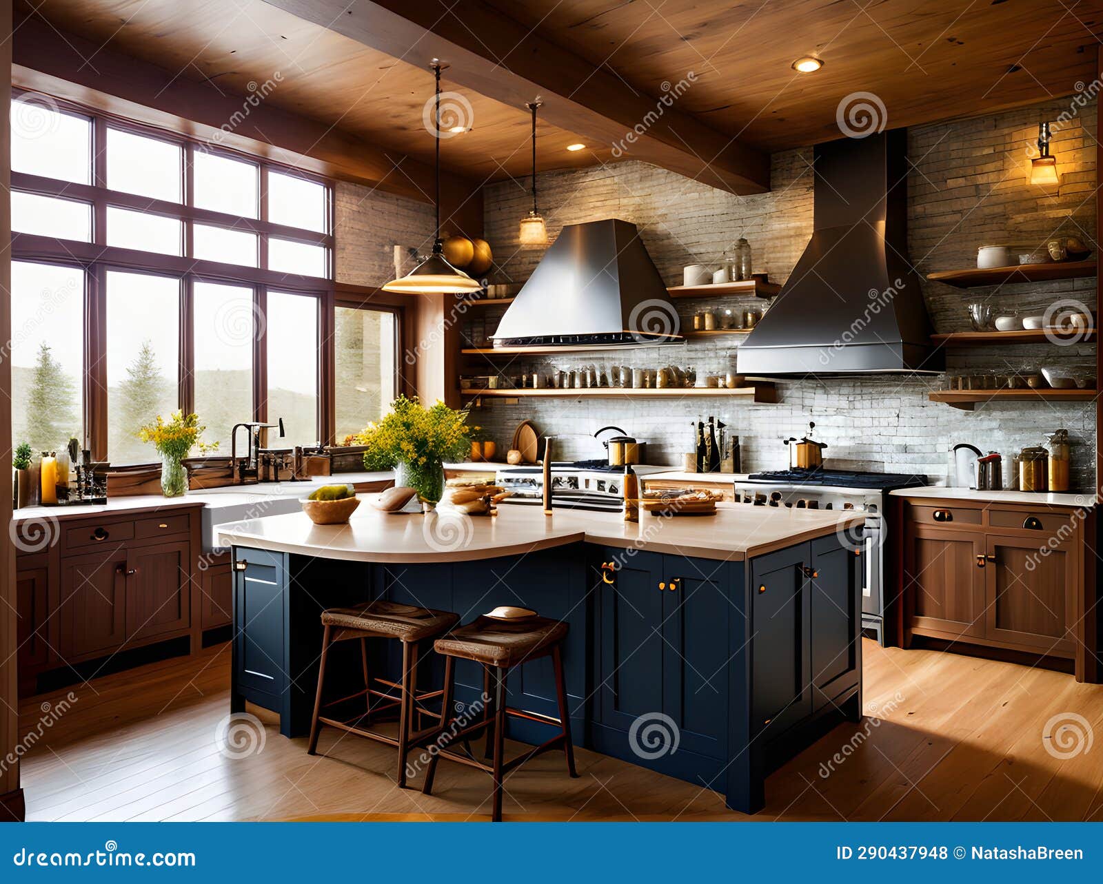 Cozy Kitchen with Beautiful Interior Design. Stock Illustration ...