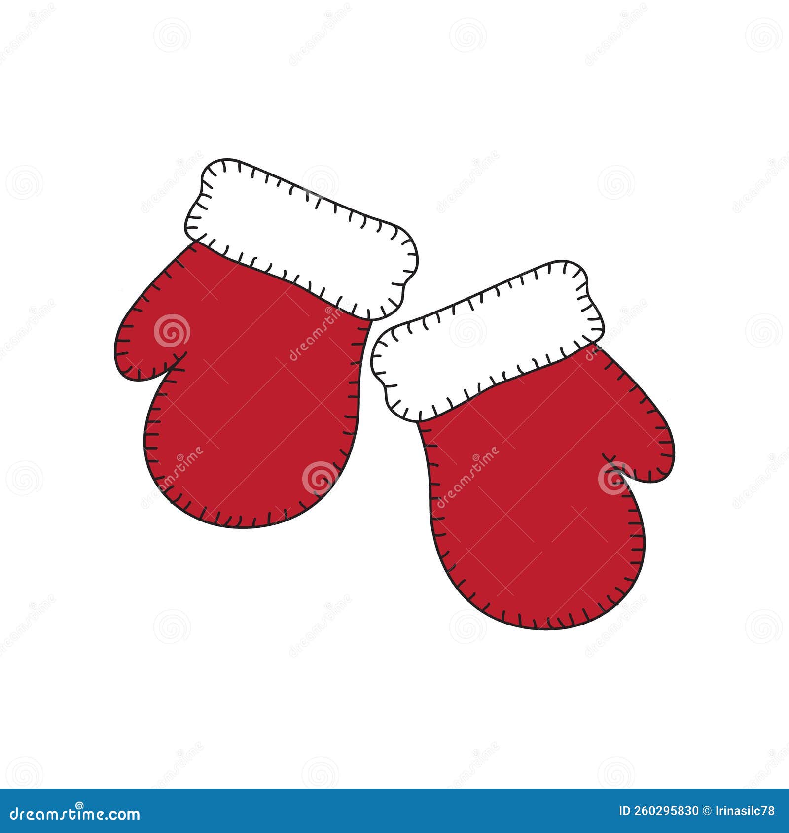 Warm Knitted Red Mittens Design Isolated on White Background Stock ...
